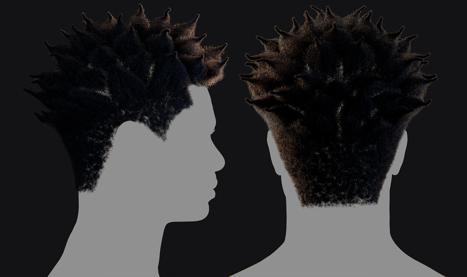 Pixelhair Hairstyle - Spiked Afro 003 3D Model by Yelzkizi
