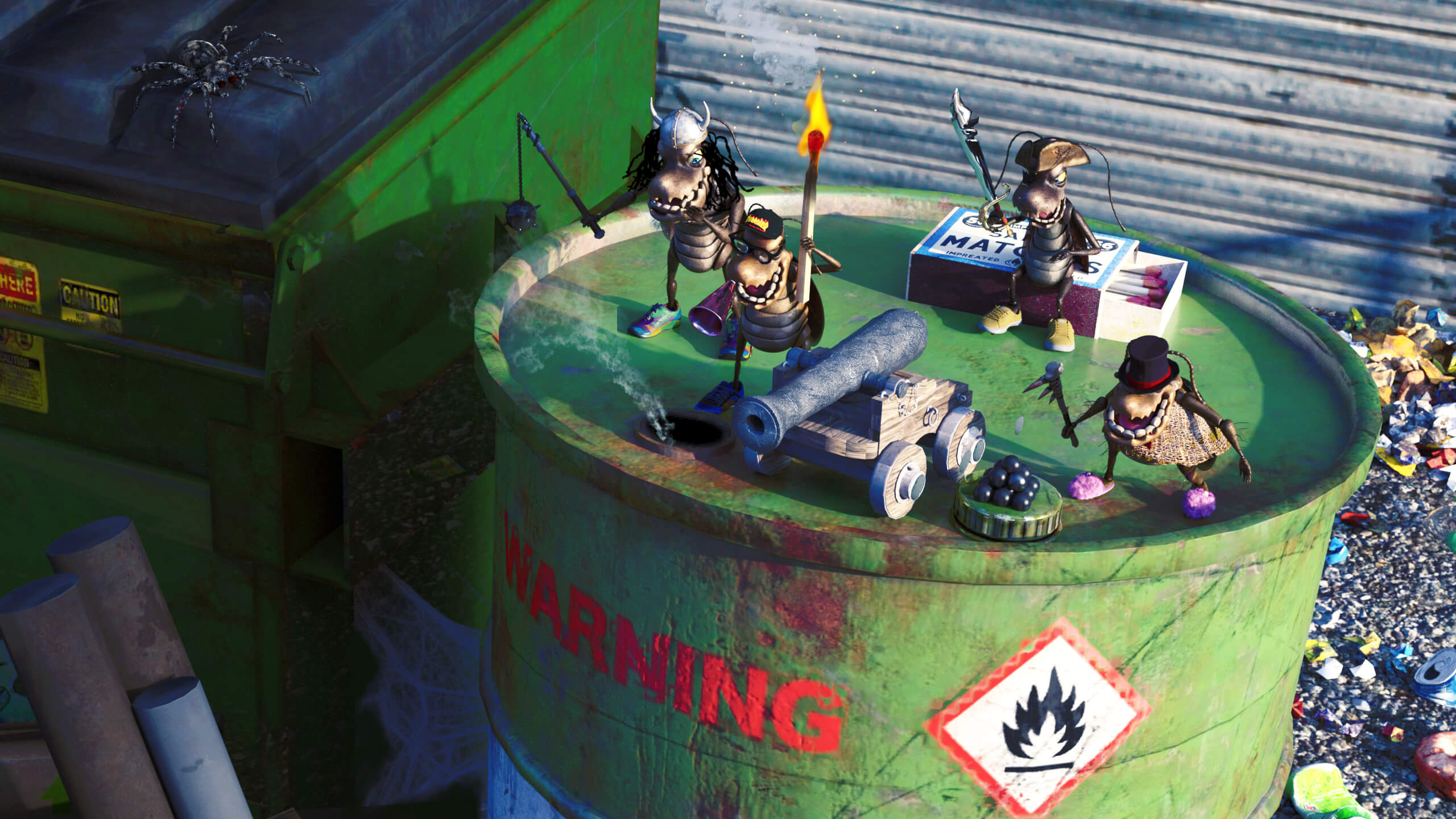 Raiding Roaches 3D Render, Digital Art by Yemil