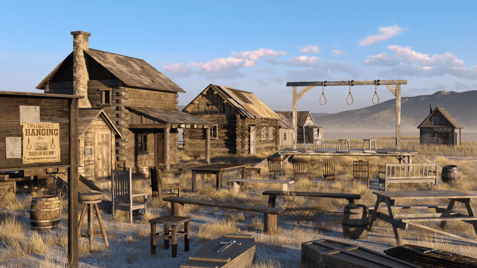 Wild West Afternoon Entertainment 3D Render, Digital Art by Yemil