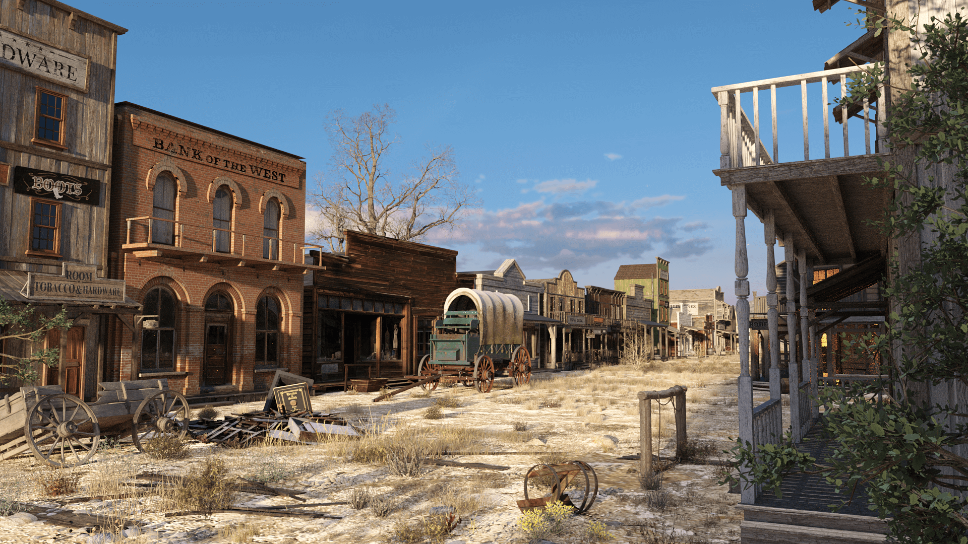 Wild West Ghost Town Scene 2 3D Render, Digital Art by Yemil