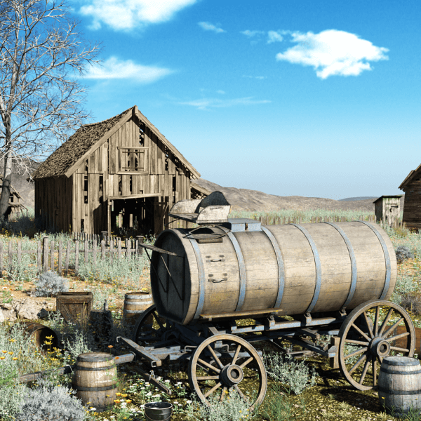Wild West Ghost Town 3D Render, Digital Art by Yemil