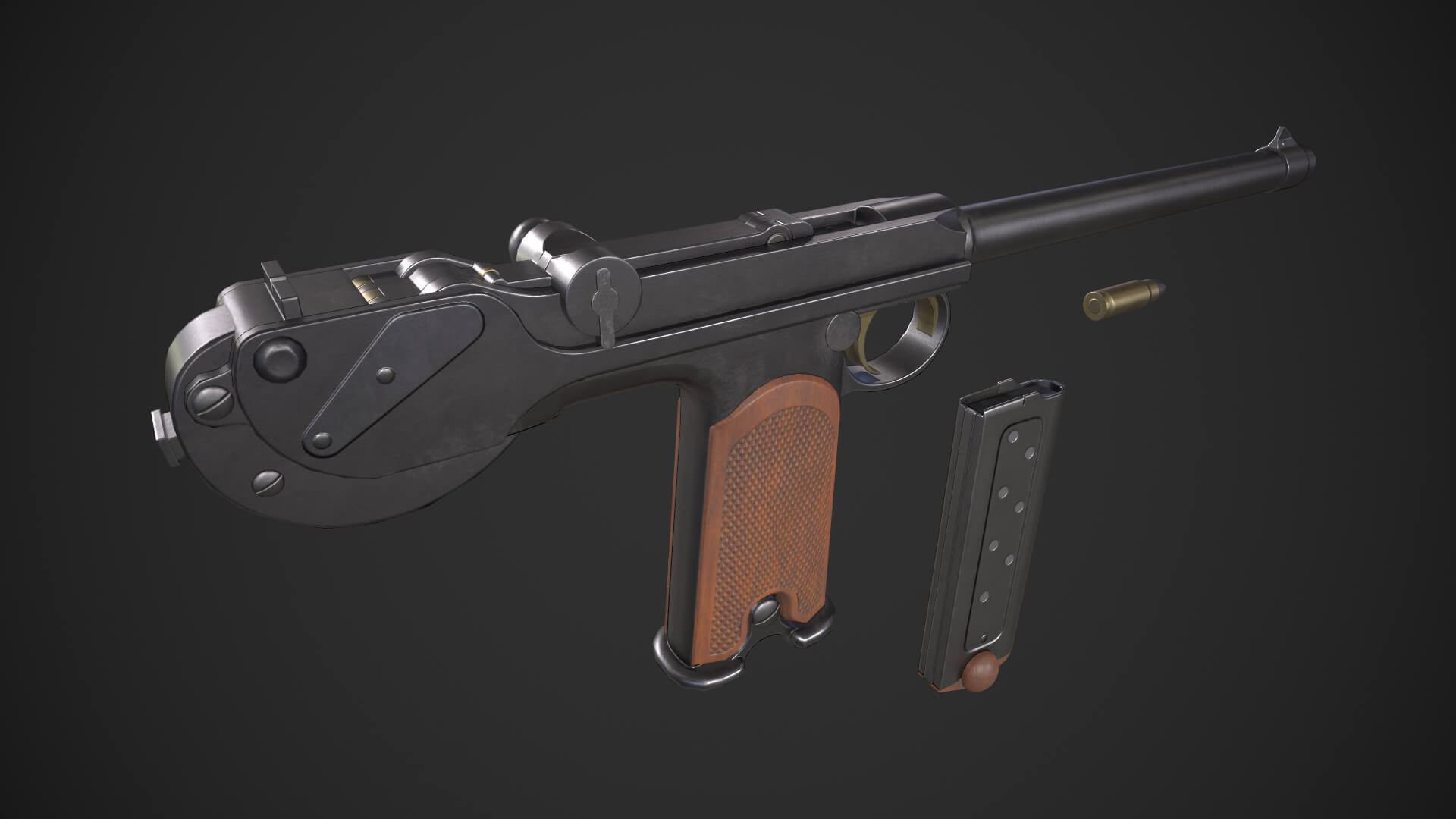 Borchardt C93 Pistol - 3D Model by yn-delmund