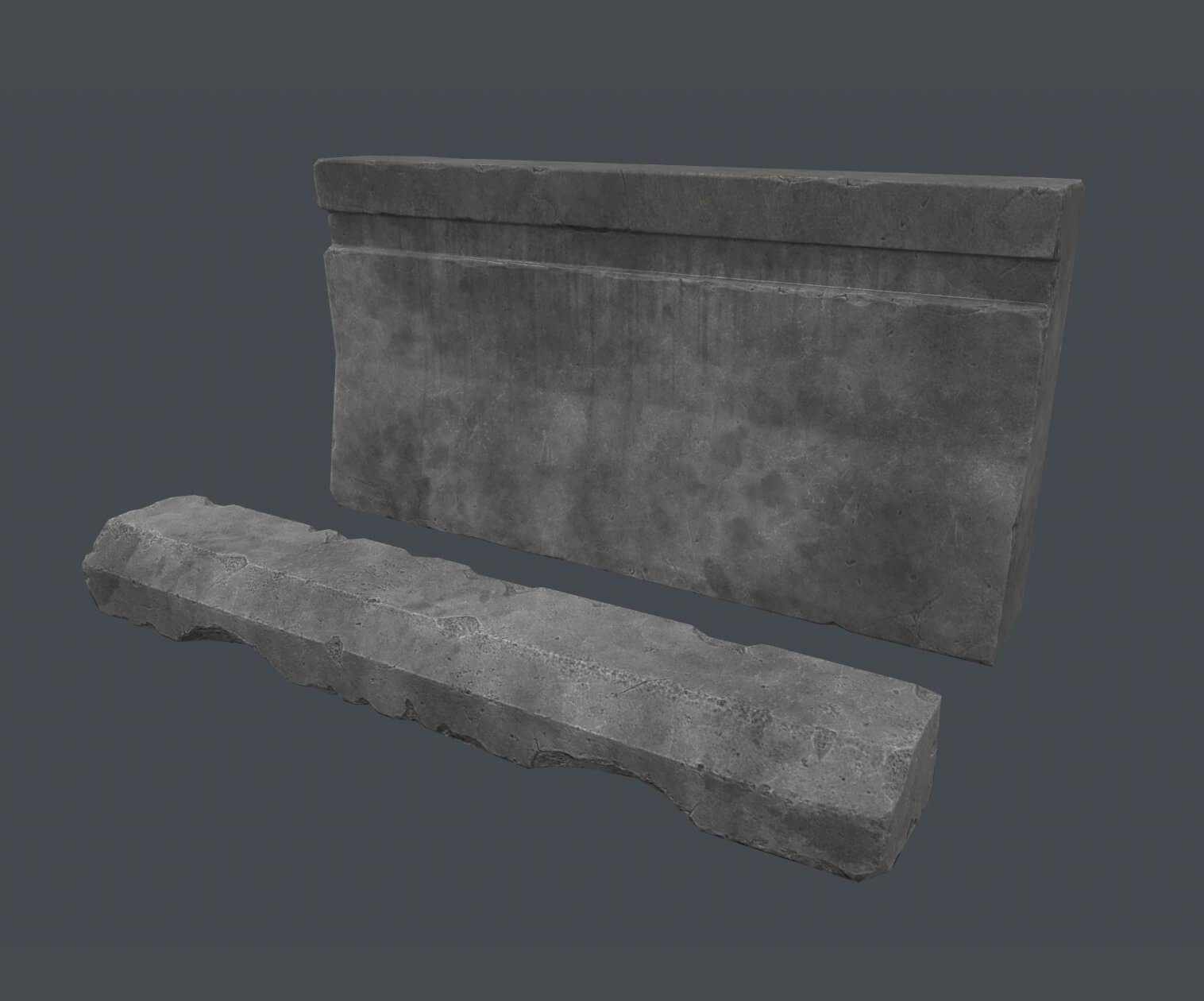 Concrete Curb and Roadblock - 3D Model by yn-delmund