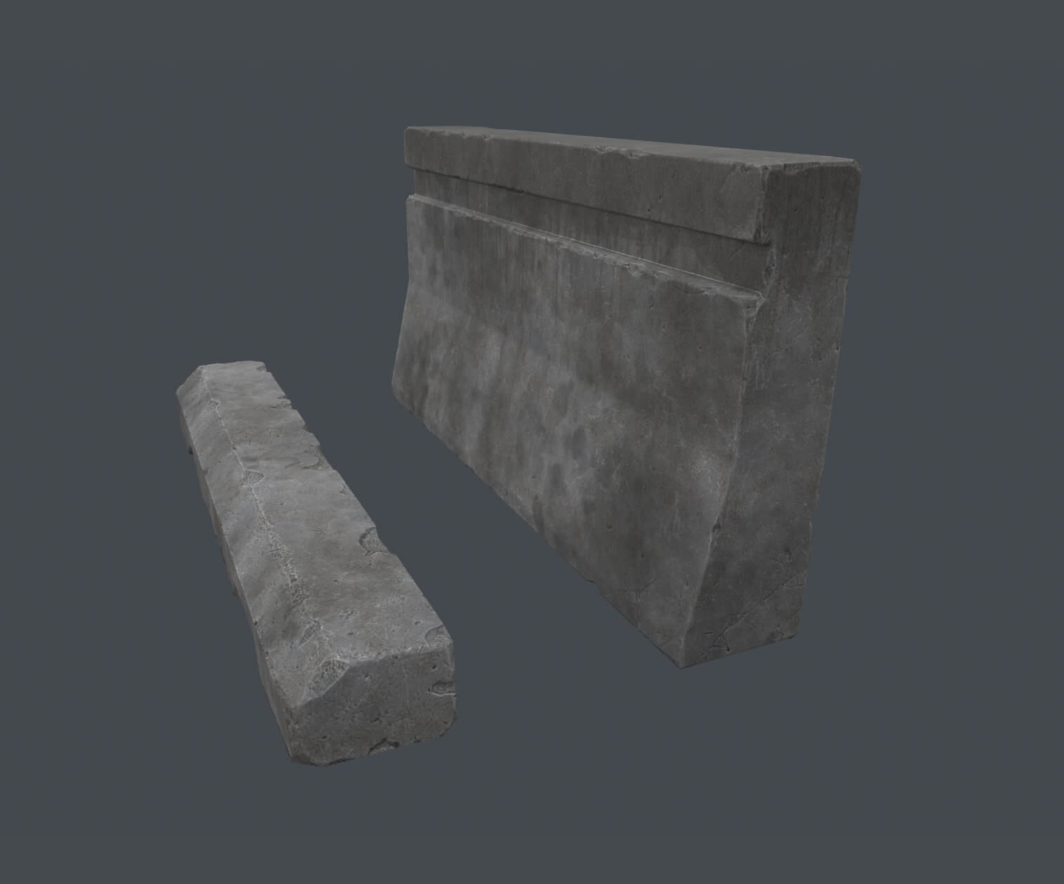 Concrete Curb and Roadblock - 3D Model by yn-delmund