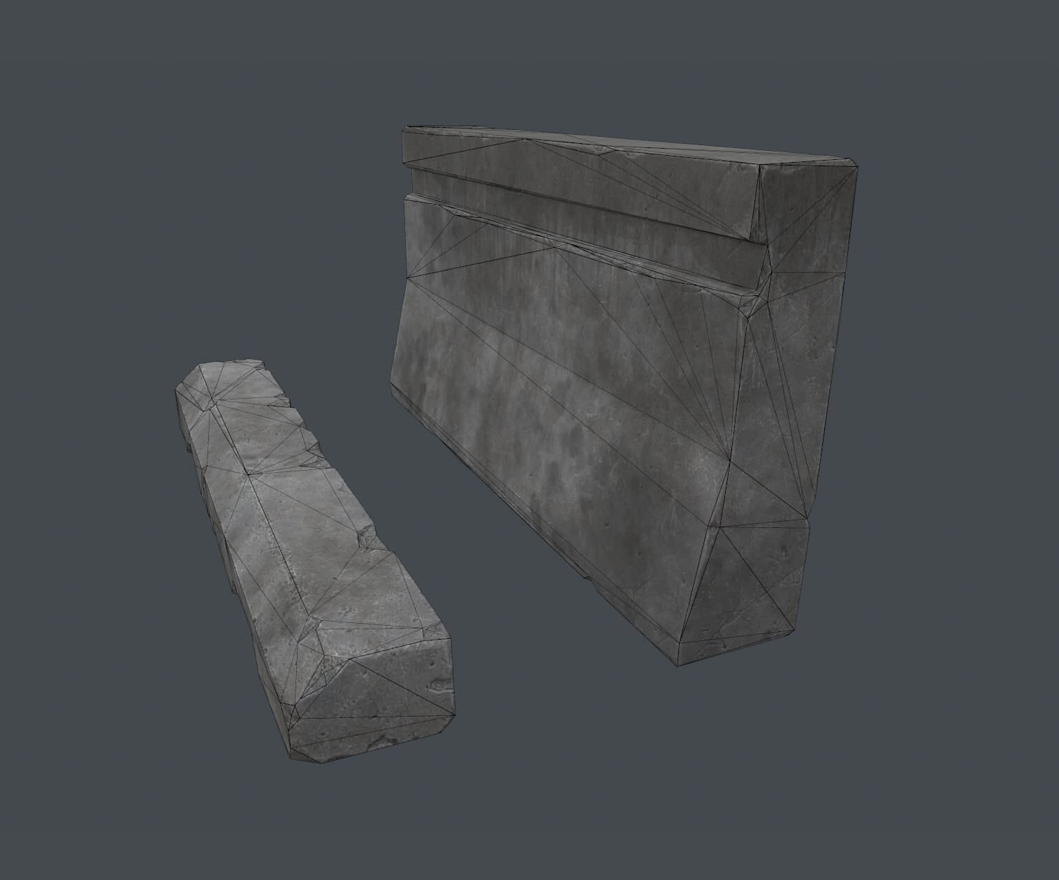 Concrete Curb and Roadblock - 3D Model by yn-delmund