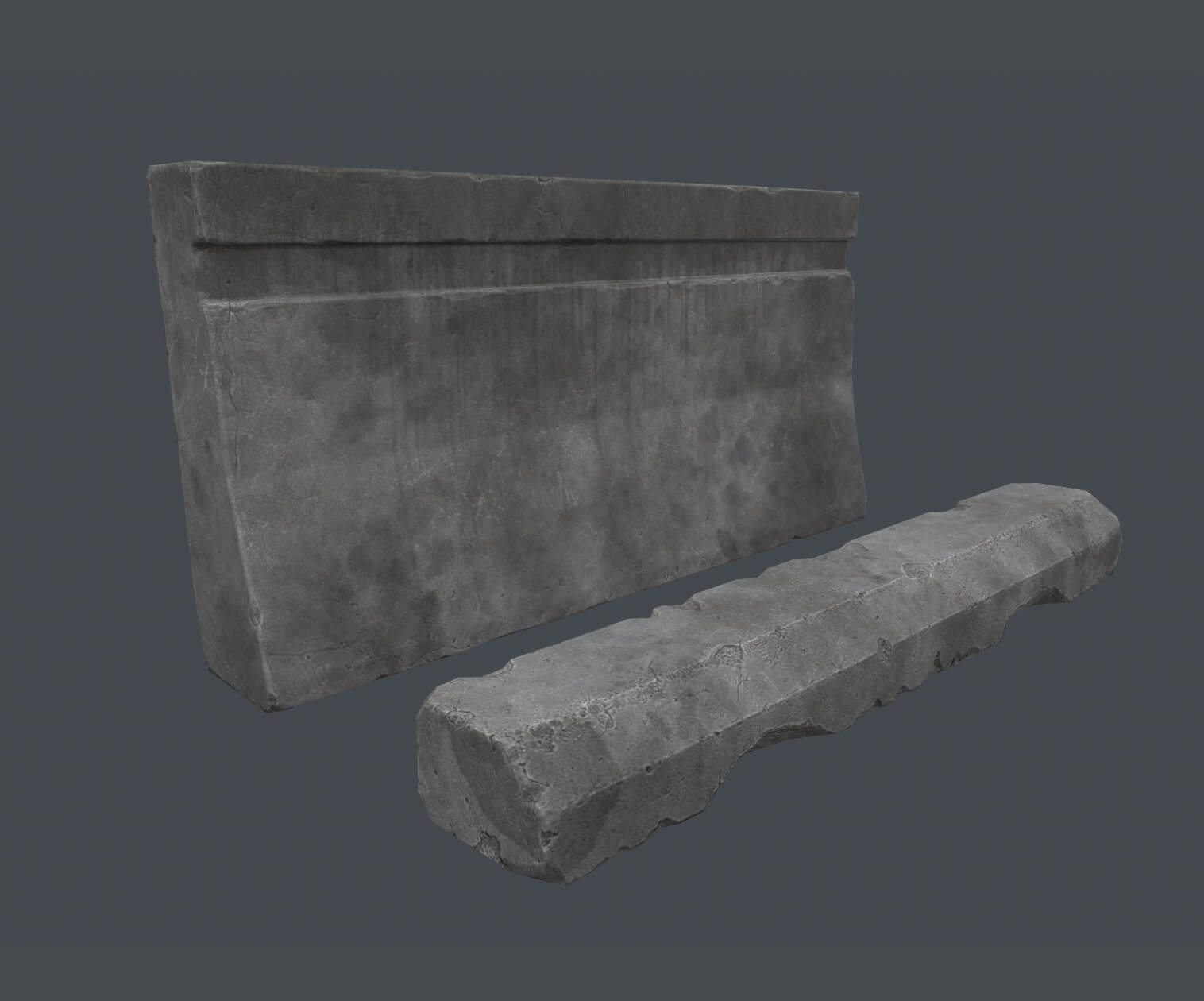 Concrete Curb and Roadblock - 3D Model by yn-delmund