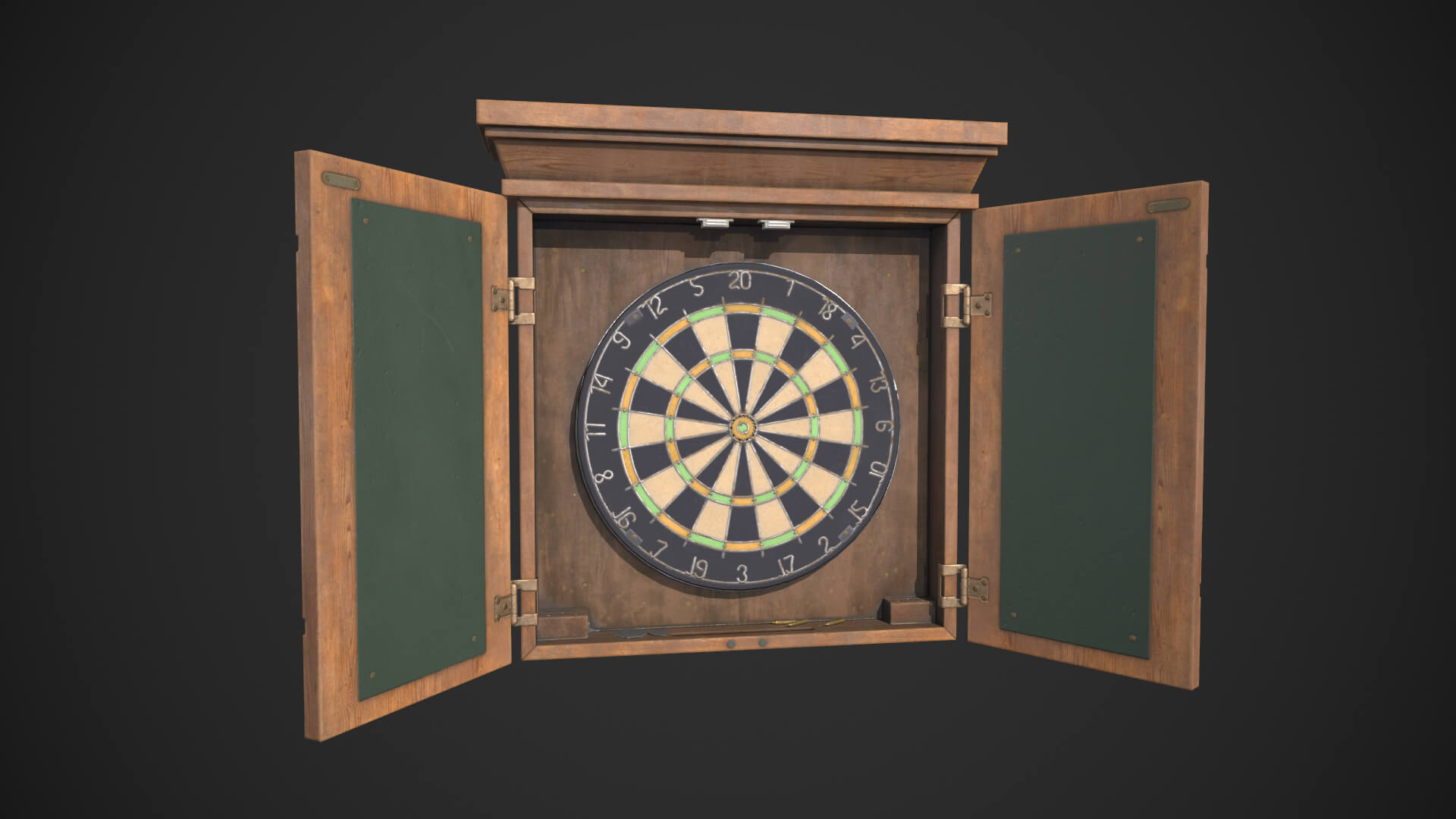 Dart Board and Cabinet - 3D Model by yn-delmund