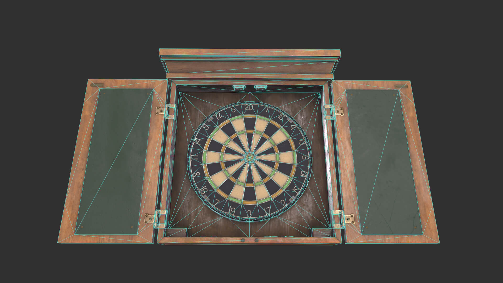 Dart Board and Cabinet - 3D Model by yn-delmund