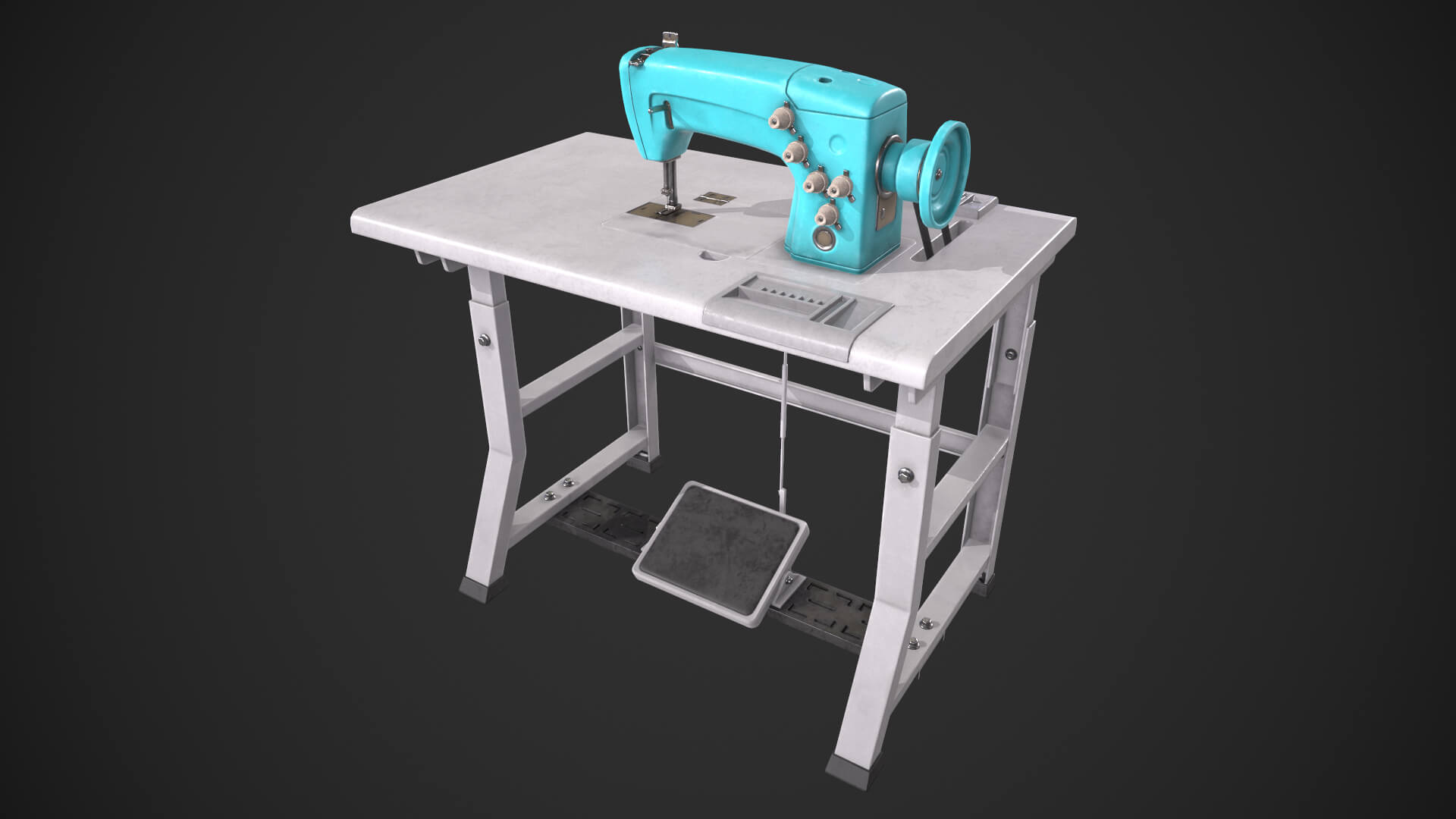 Sewing Machine and Table - 3D Model by yn-delmund