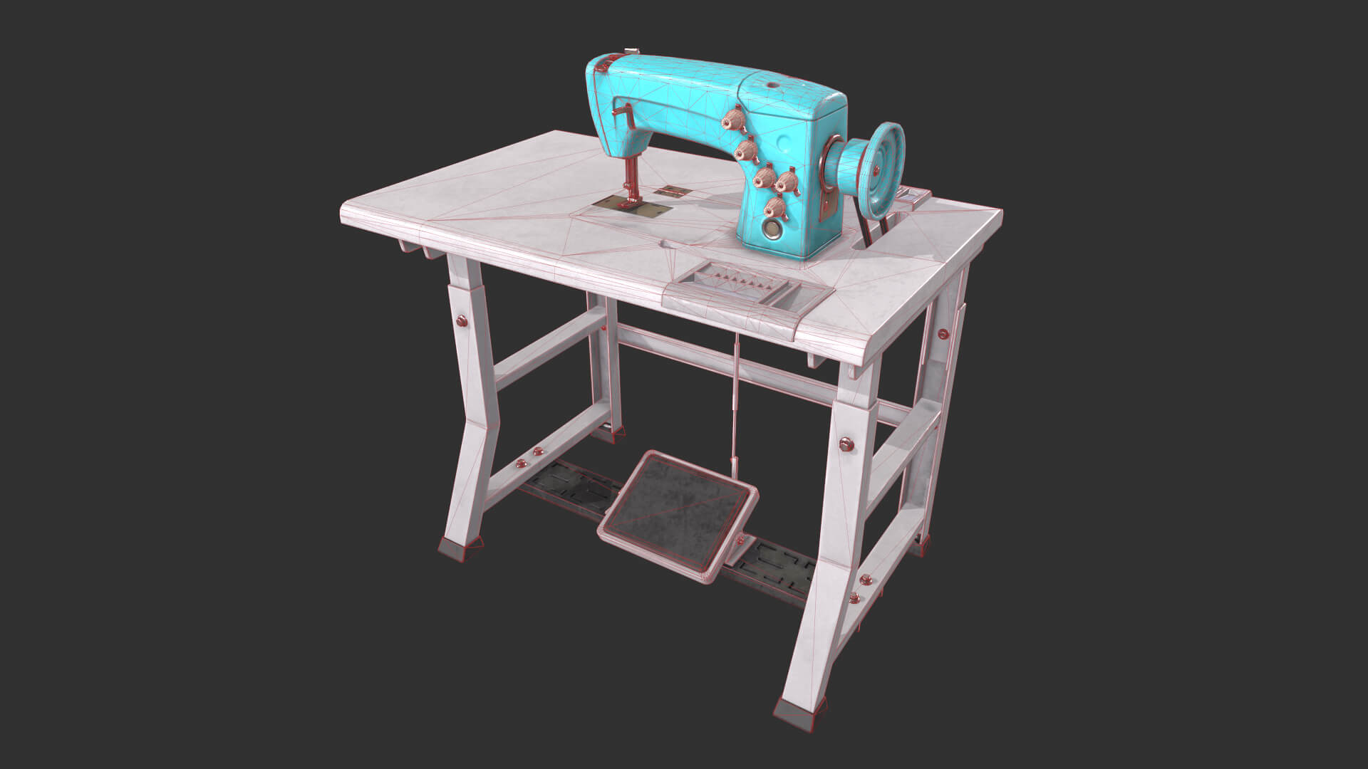 Sewing Machine and Table - 3D Model by yn-delmund