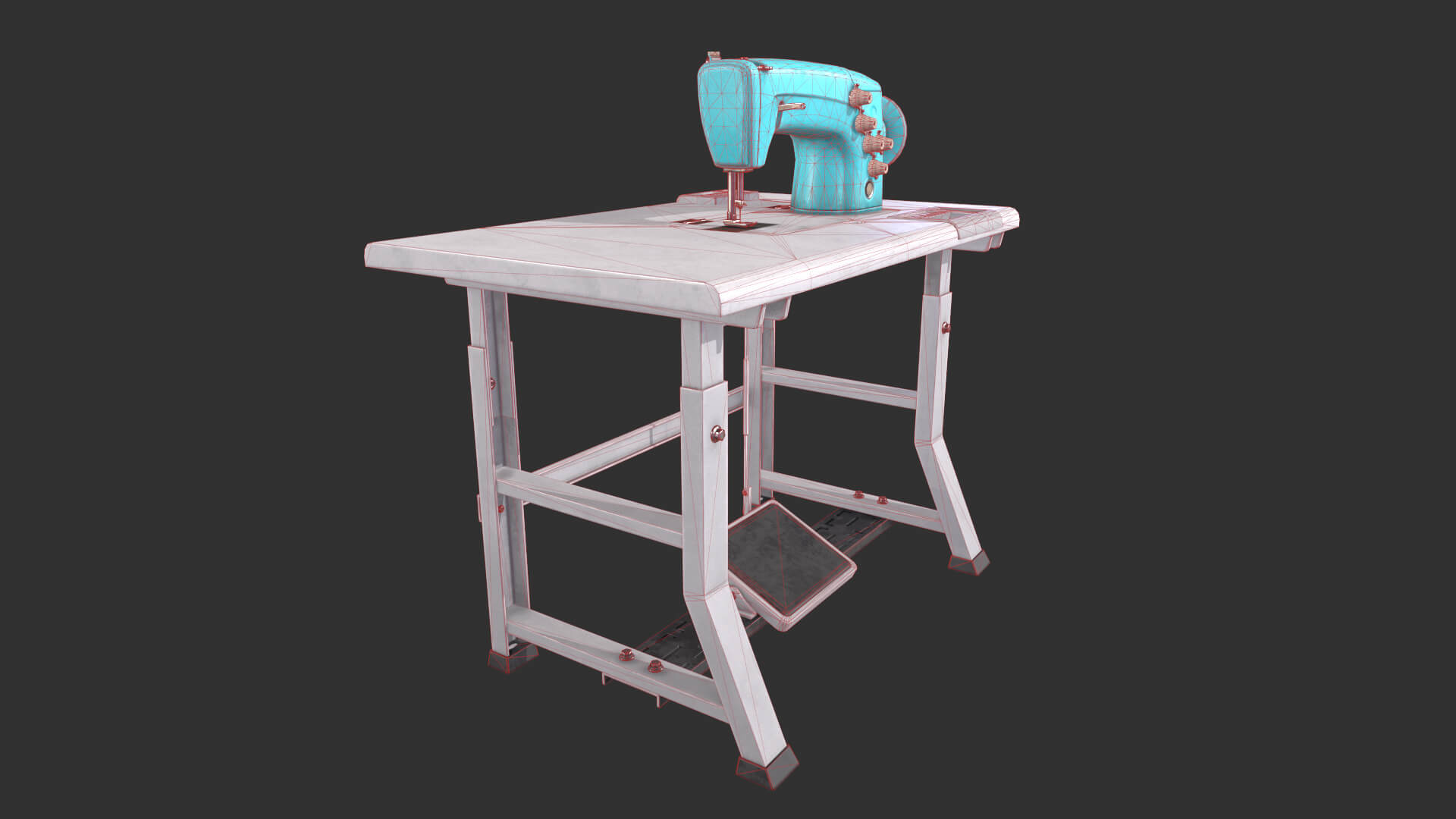 Sewing Machine and Table - 3D Model by yn-delmund