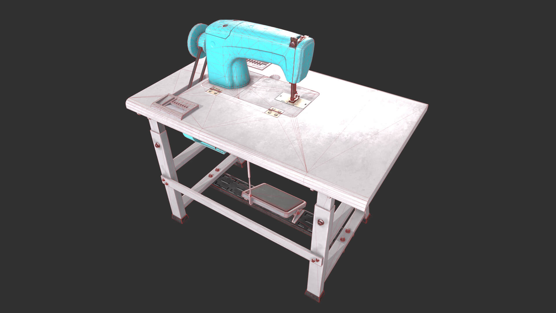 Sewing Machine and Table - 3D Model by yn-delmund