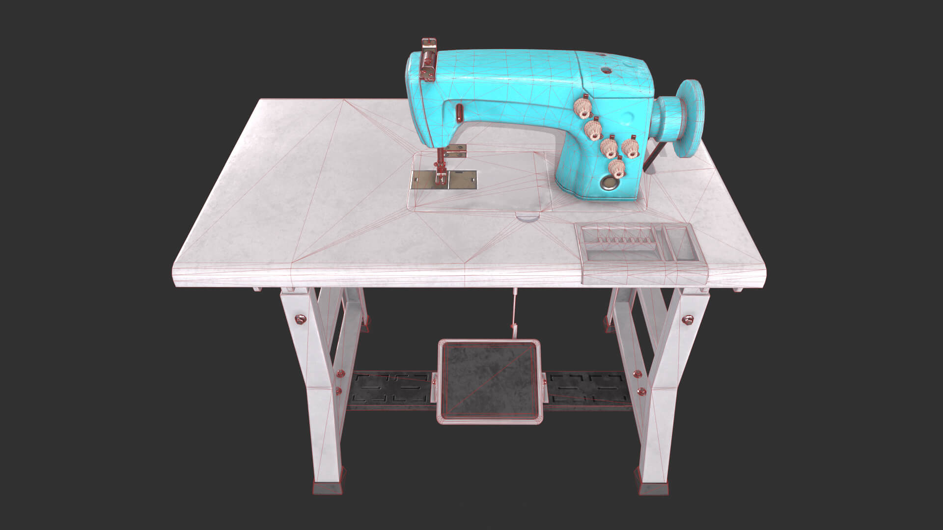 Sewing Machine and Table - 3D Model by yn-delmund