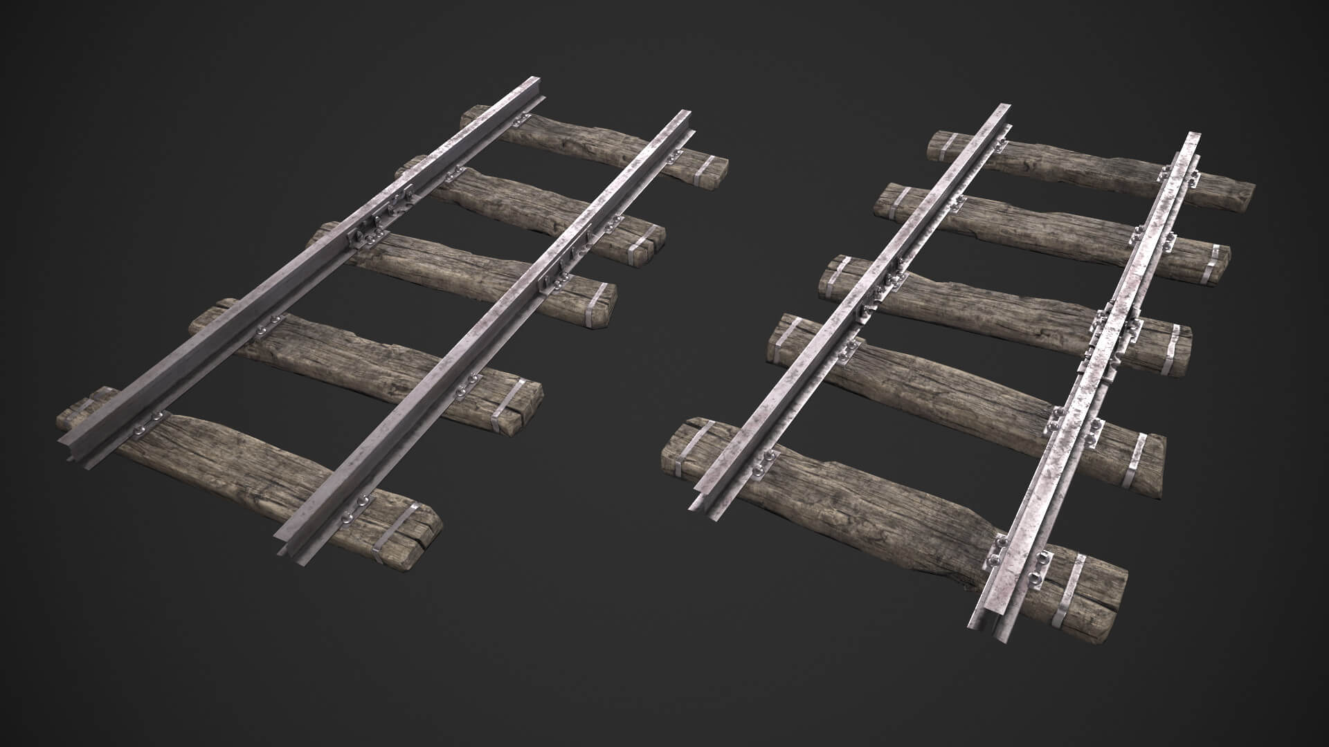 Wooden Railway Tracks - 3D Model by yn-delmund