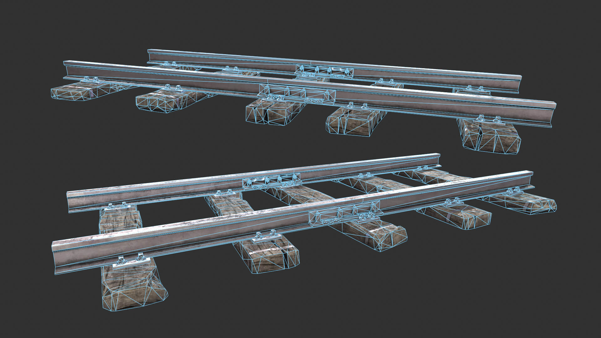 Wooden Railway Tracks - 3D Model by yn-delmund