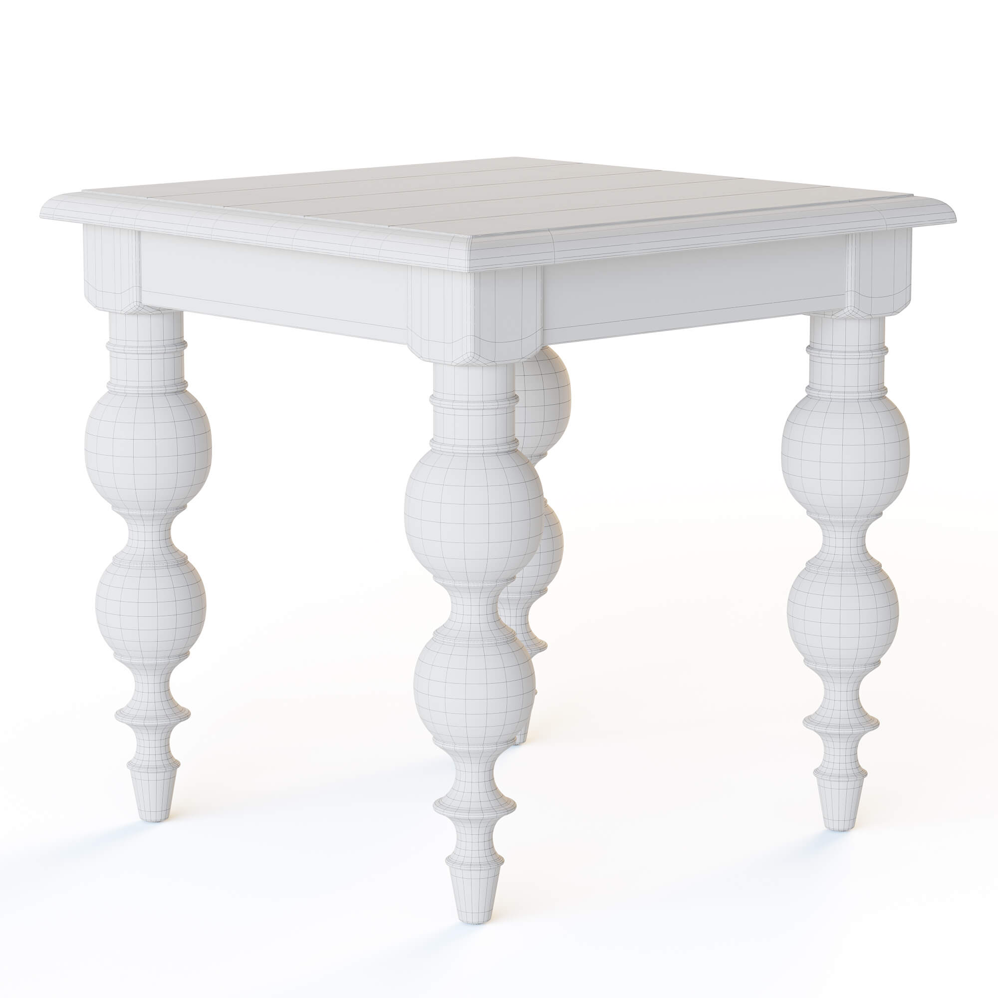 Bander Square Reclaimed Wood End Table - 3D Model by Yousee_Studio