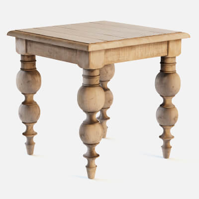 Bander Square Reclaimed Wood End Table - 3D Model by Yousee_Studio