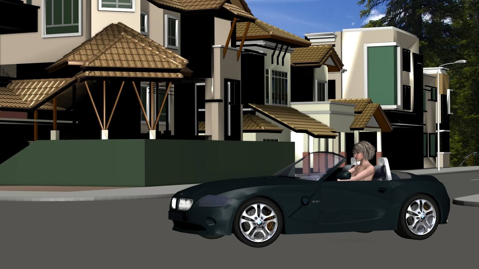 Driving around Neighbourhood 3D Render | RenderHub Gallery