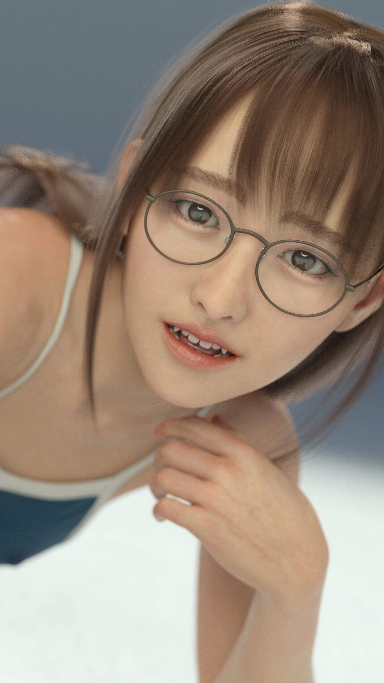 Glasses Girl 3D Desktop HD Wallpaper