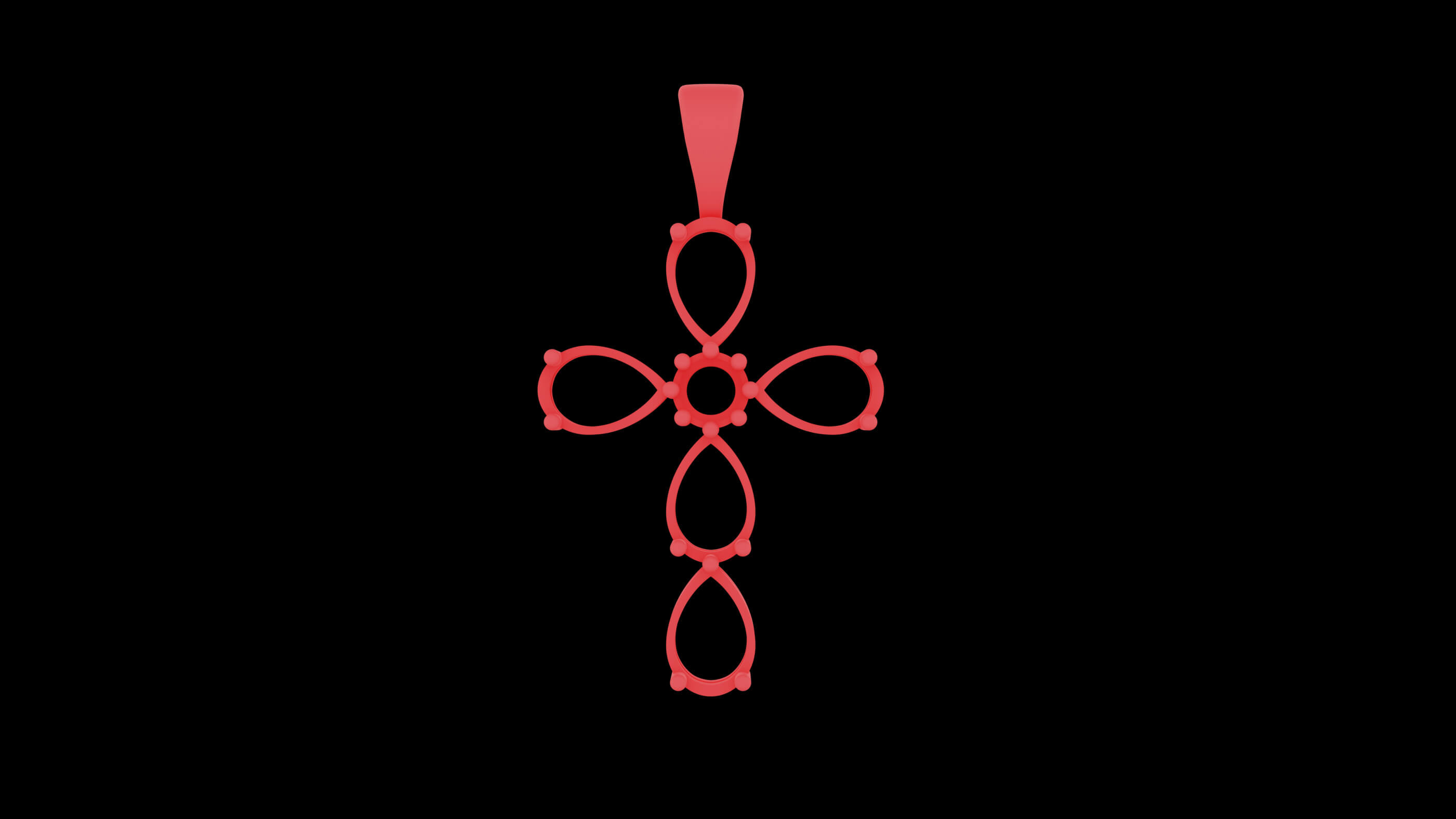 Pear Stones Cross Pendant and Round Center Stone - 3D Model by Yurecs