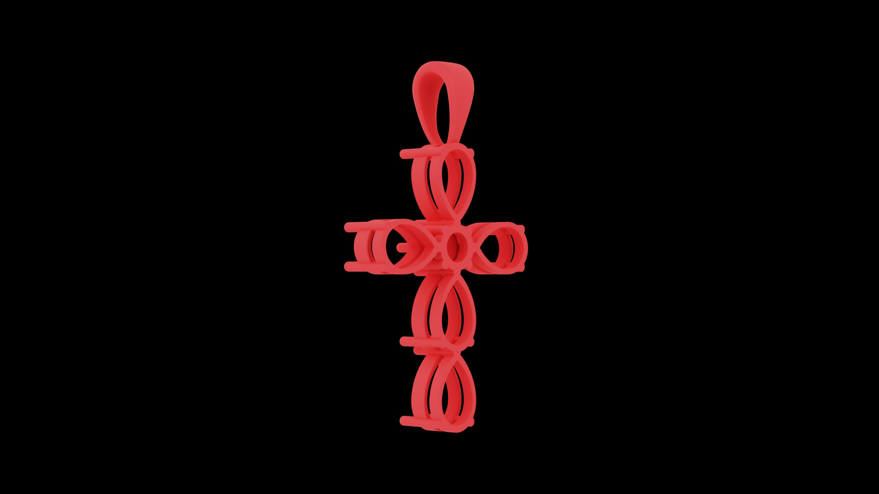 Pear Stones Cross Pendant and Round Center Stone - 3D Model by Yurecs