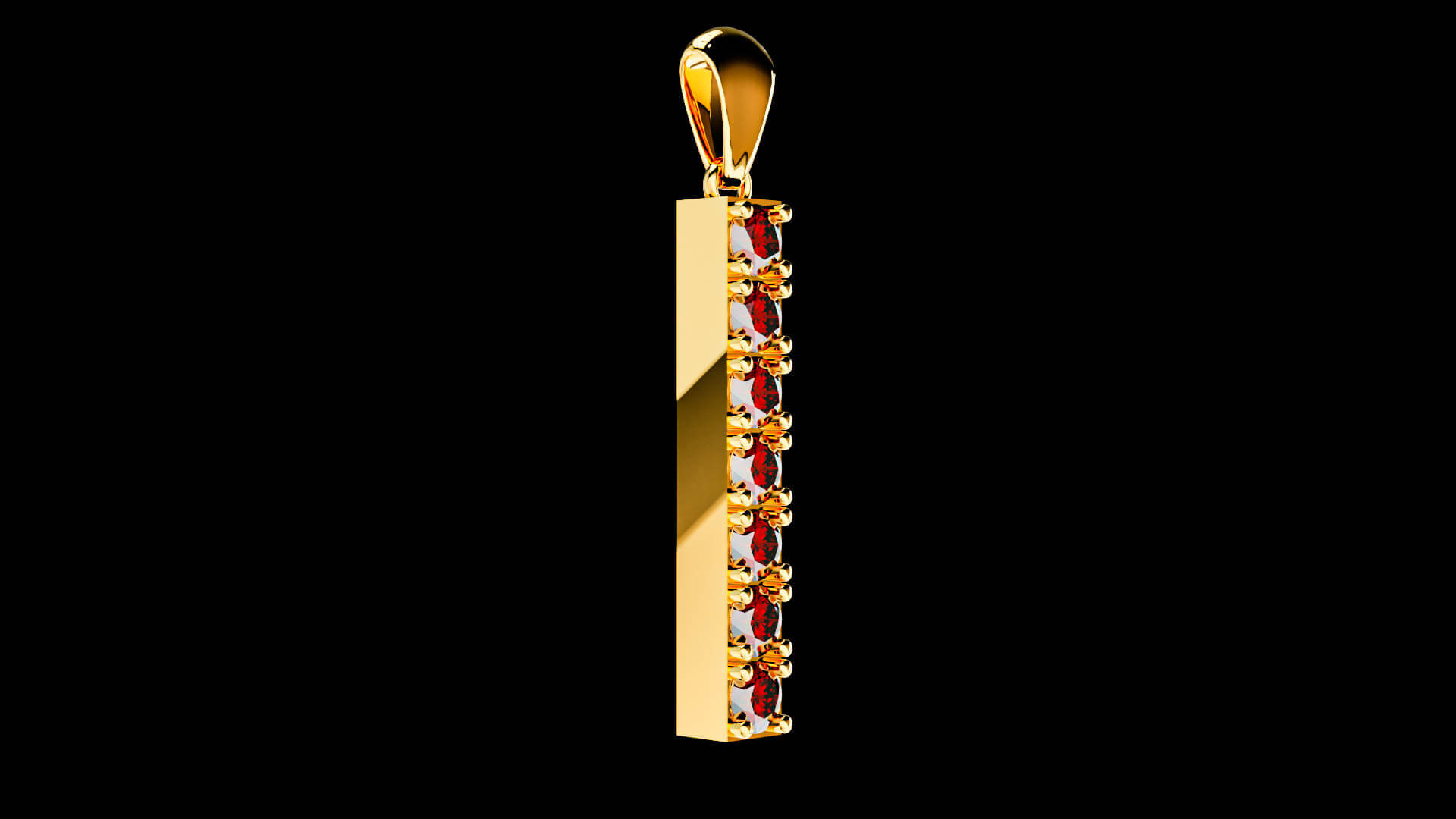 Rectangular Pendant Necklace With Garnet - 3D Print Model by Yurecs