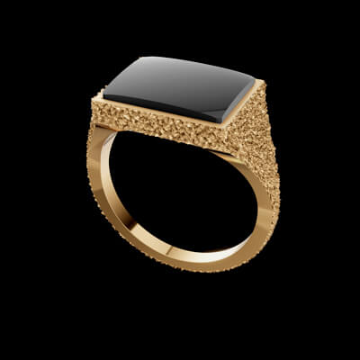 Rectangular Silver Texture Ring With Gemstone - 3D Model by Yurecs