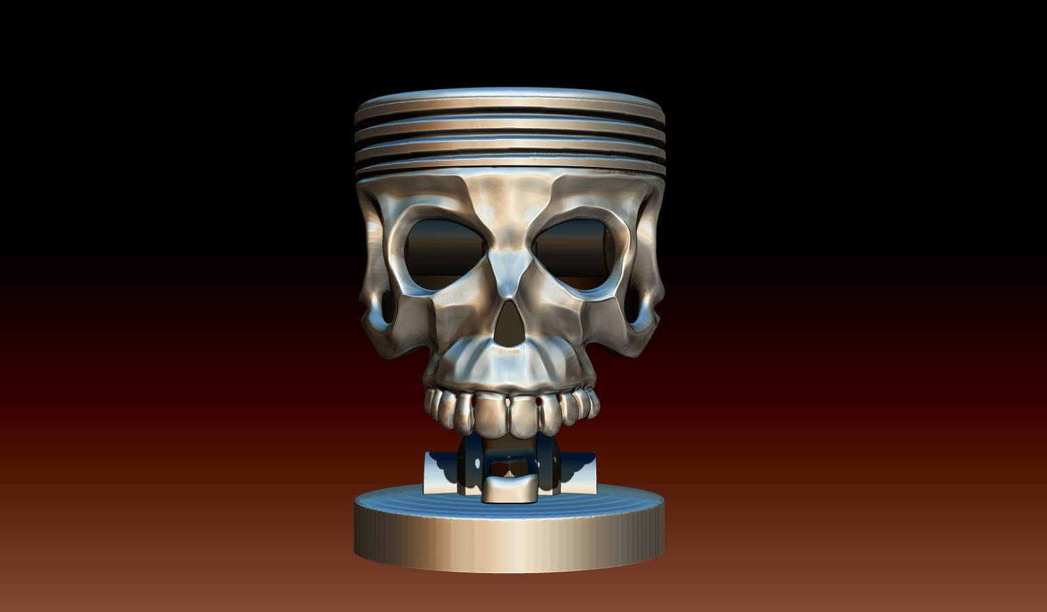 Steampunk Piston Skull - 3D Model by Yurgen Drob