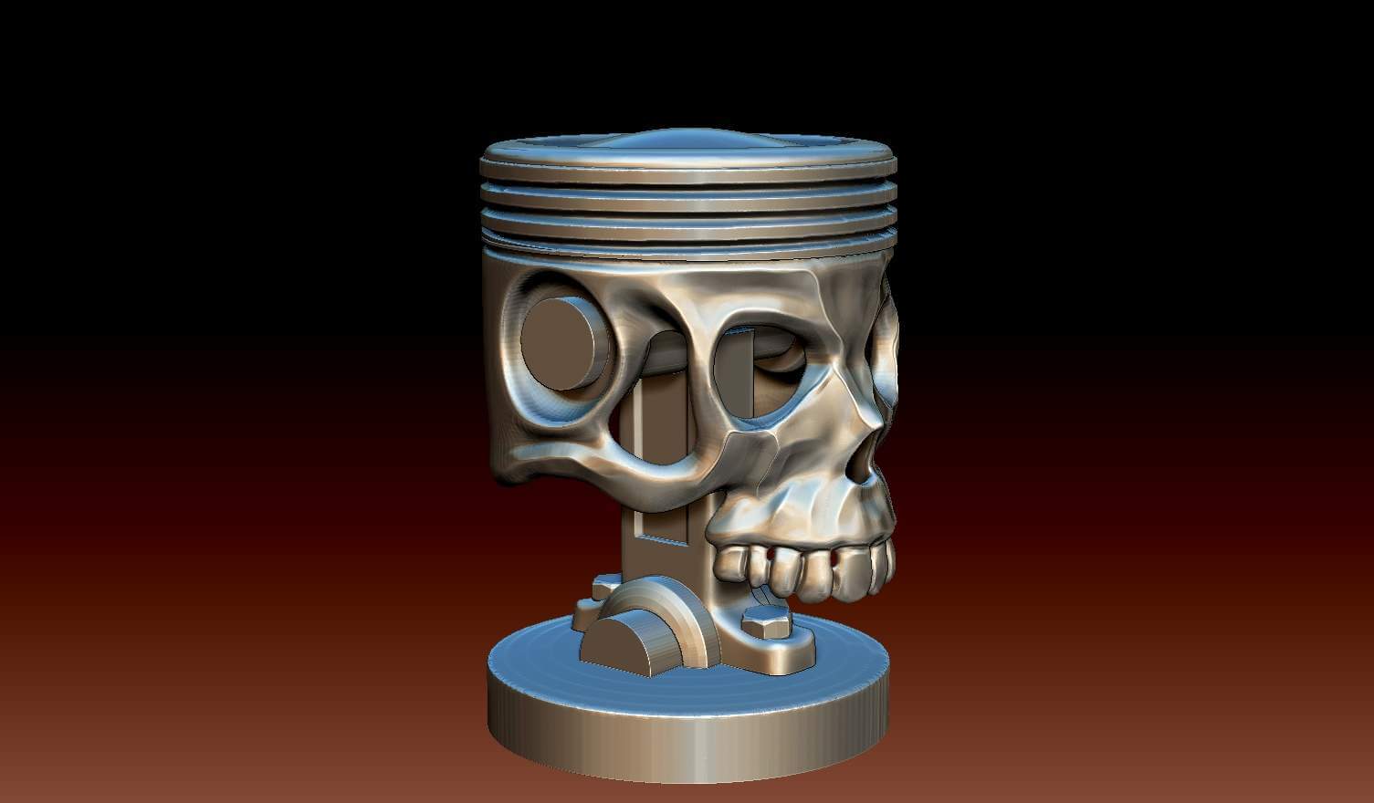 Steampunk Piston Skull - 3D Model by Yurgen Drob