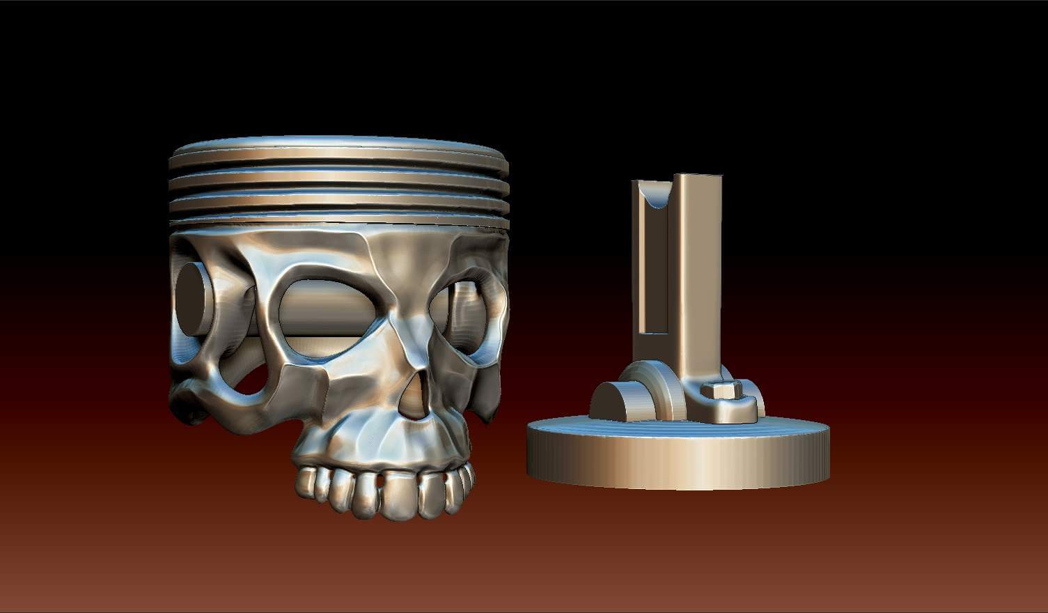 Steampunk Piston Skull - 3D Model by Yurgen Drob