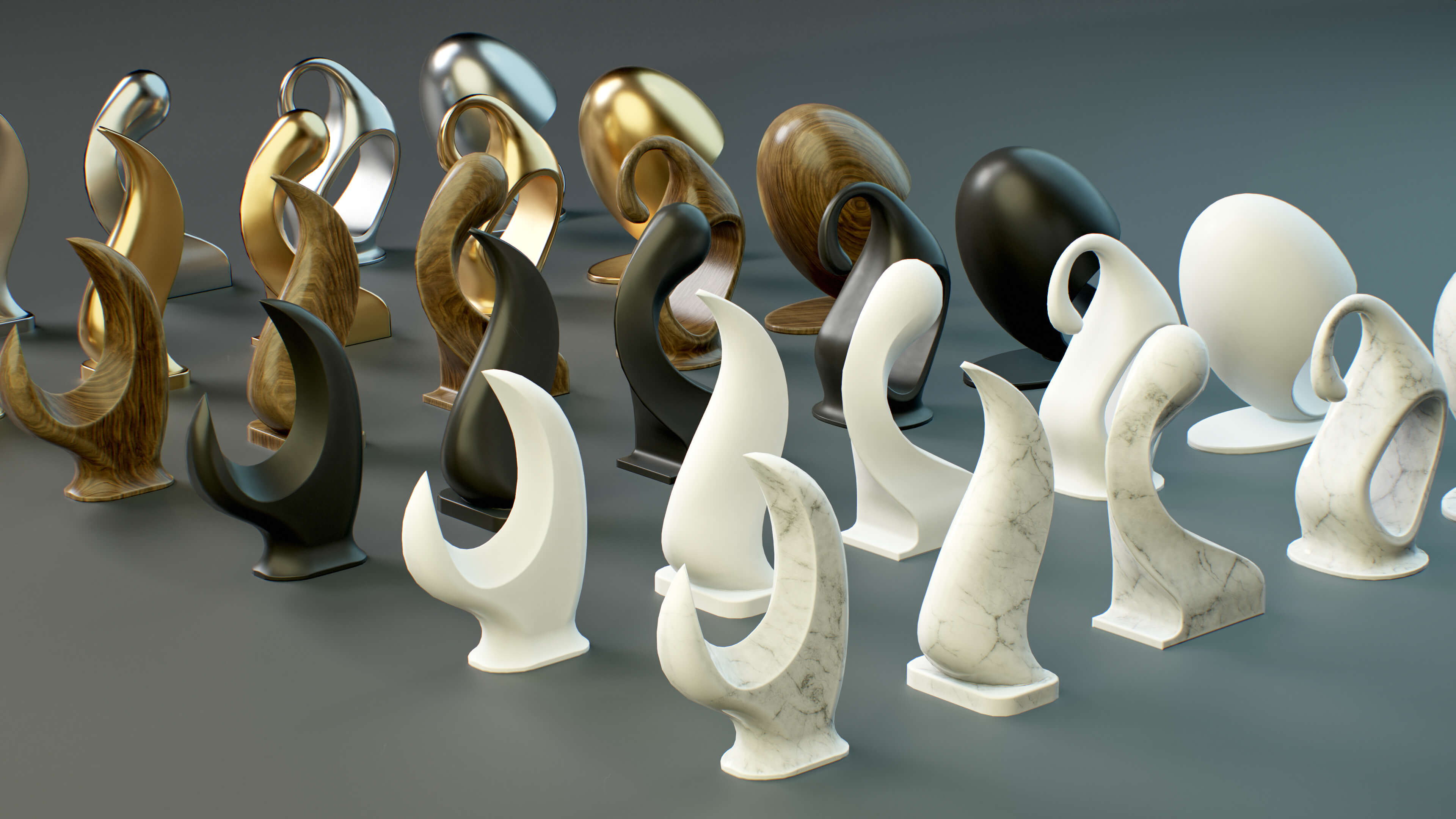 Abstract Statues PBR - 3D Model by YuriBarinov