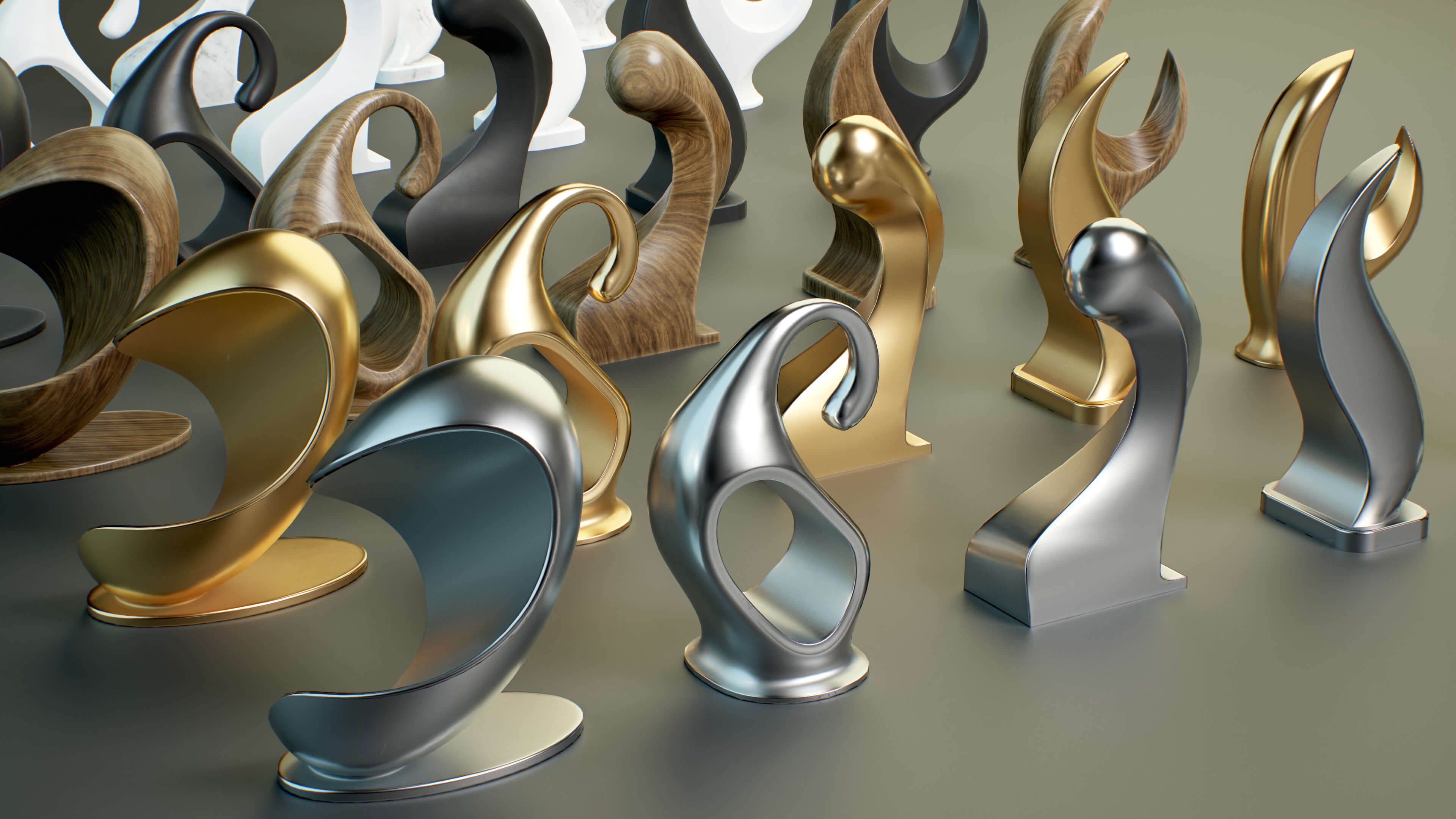 Abstract Statues PBR - 3D Model by YuriBarinov