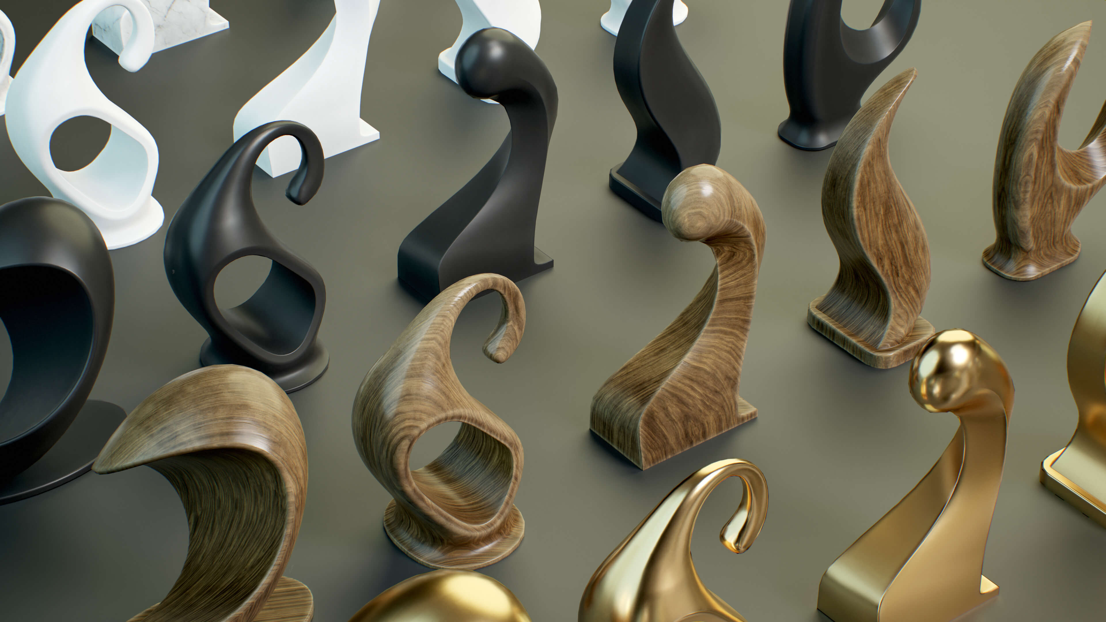 Abstract Statues PBR - 3D Model by YuriBarinov