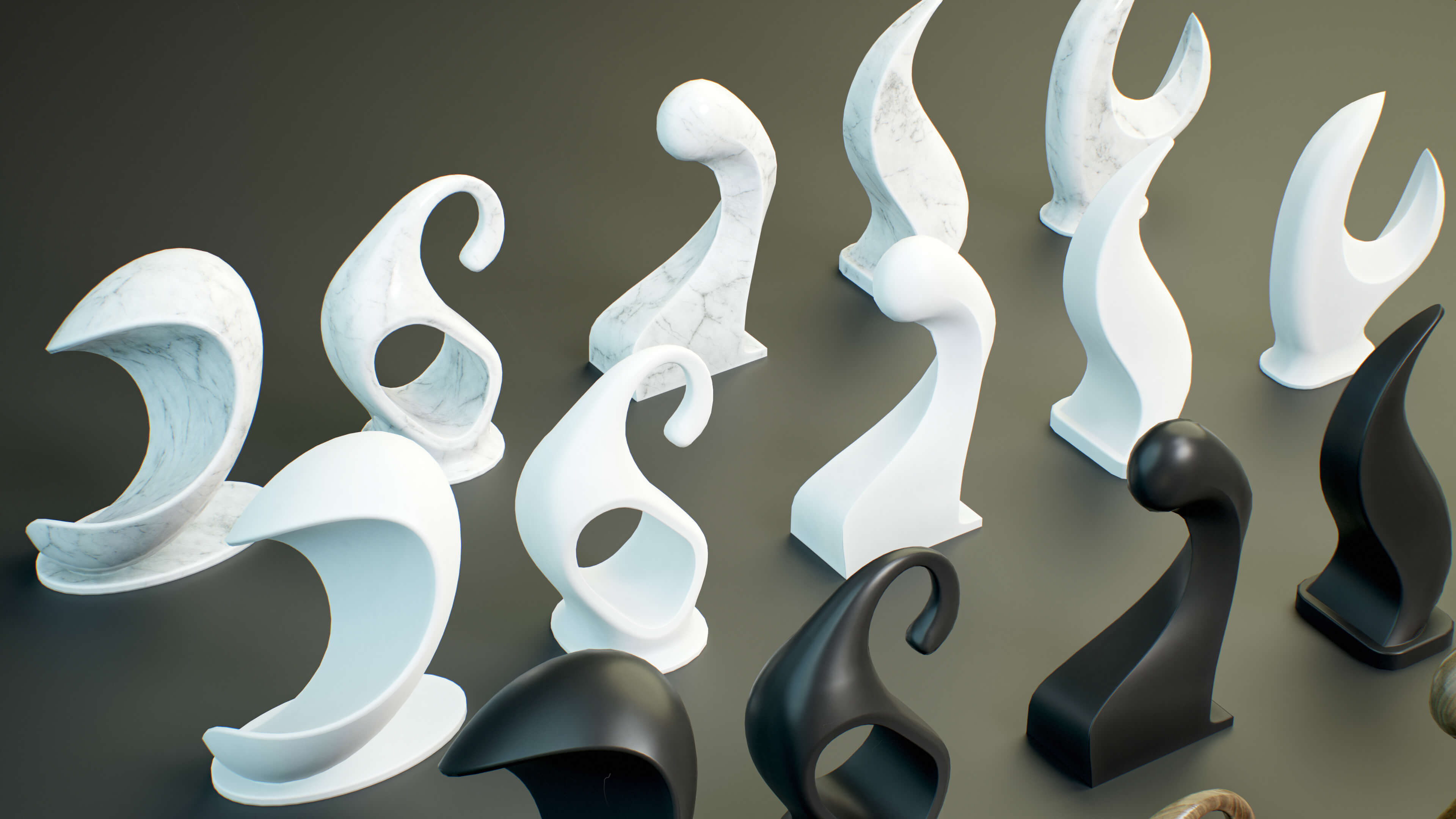 Abstract Statues PBR - 3D Model by YuriBarinov