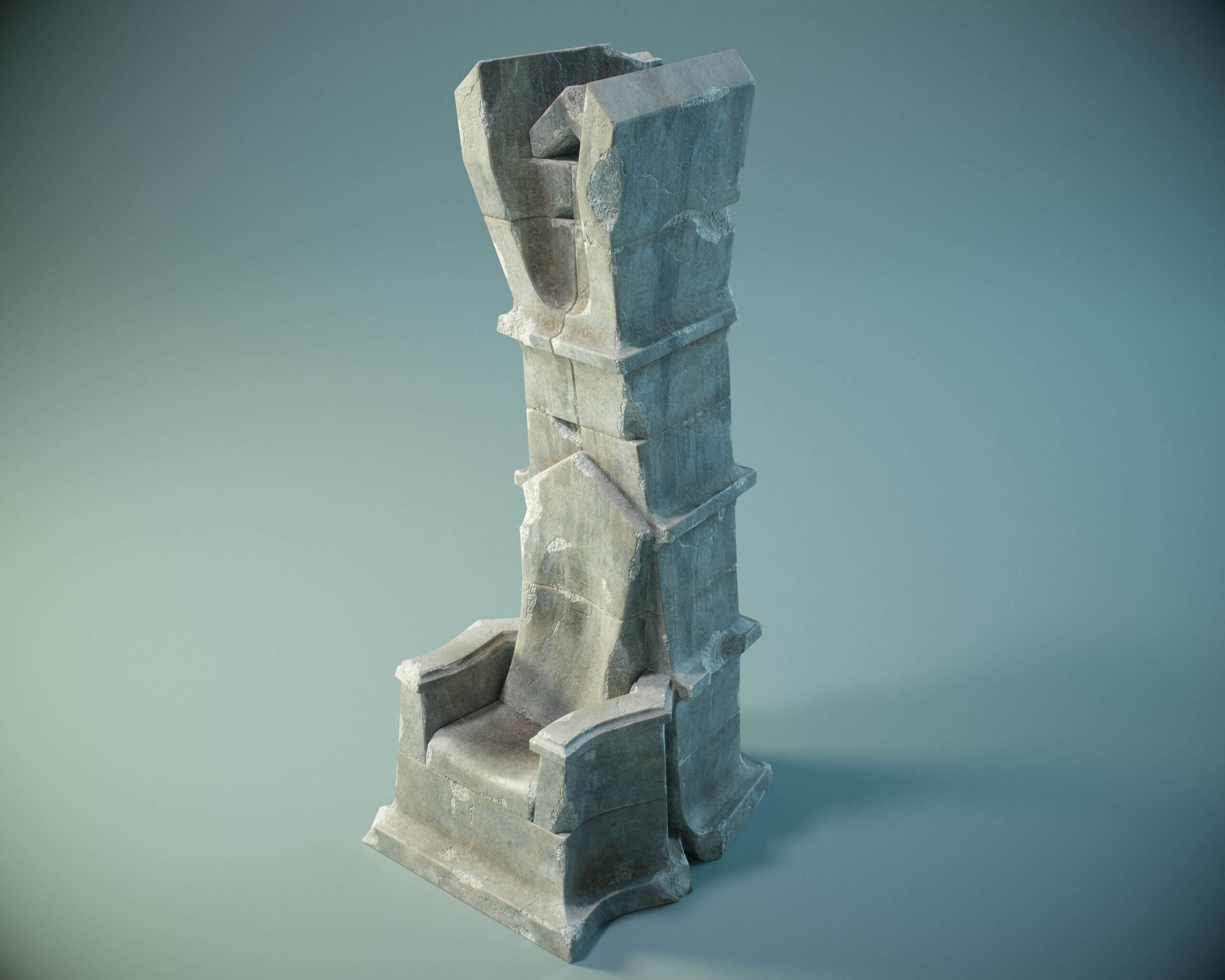 Ancient Stone Throne PBR Game Ready - 3D Model by YuriBarinov