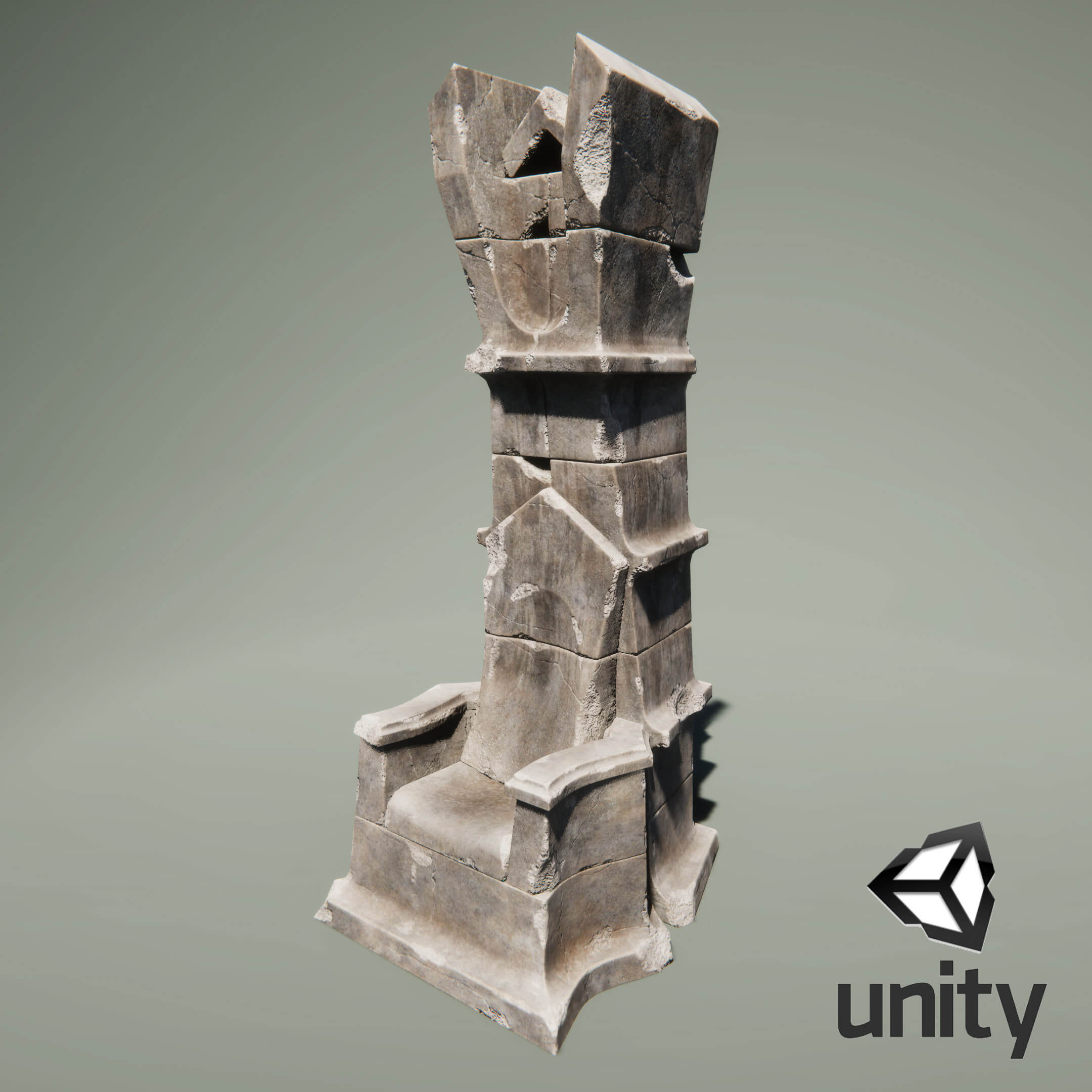 Ancient Stone Throne PBR Game Ready - 3D Model by YuriBarinov