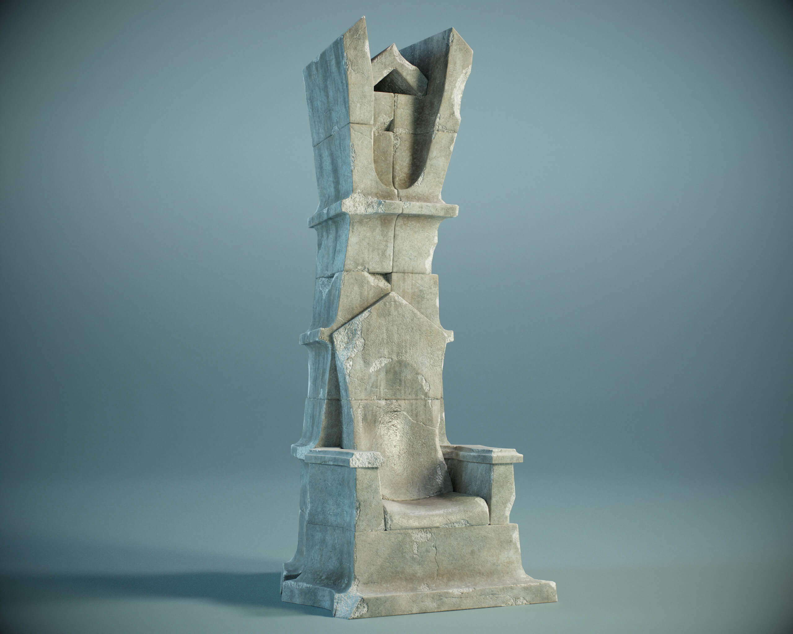Ancient Stone Throne PBR Game Ready - 3D Model by YuriBarinov