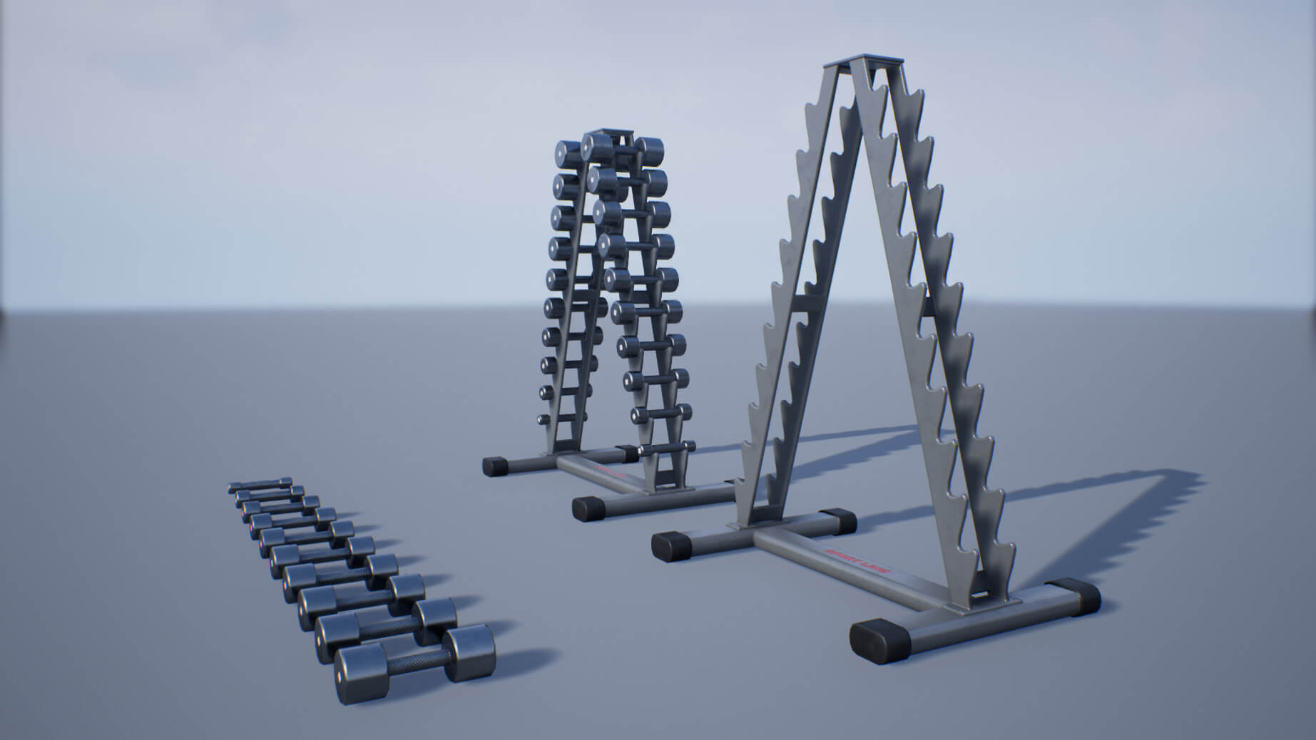 Chrome Dumbbell Rack - 3D Model by YuriBarinov