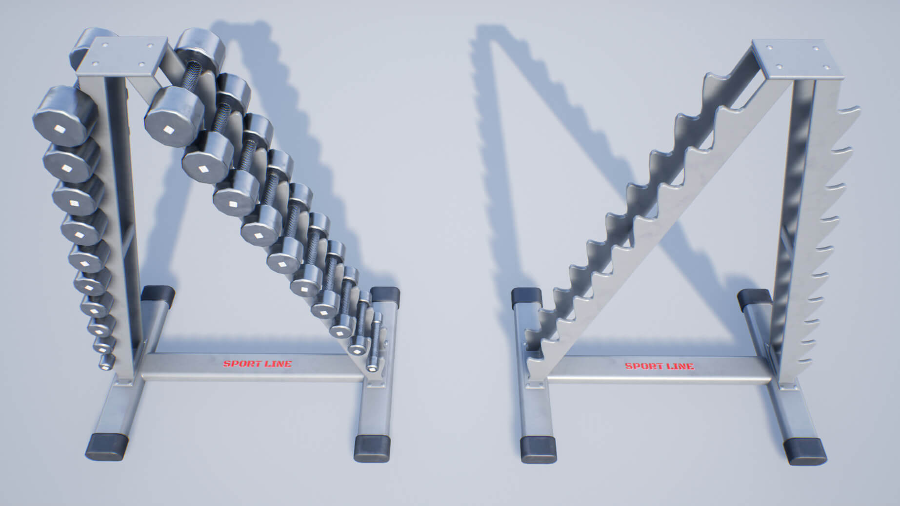 Chrome Dumbbell Rack - 3D Model by YuriBarinov