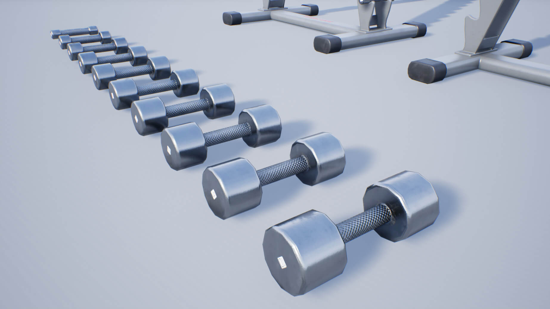 Chrome Dumbbell Rack - 3D Model by YuriBarinov