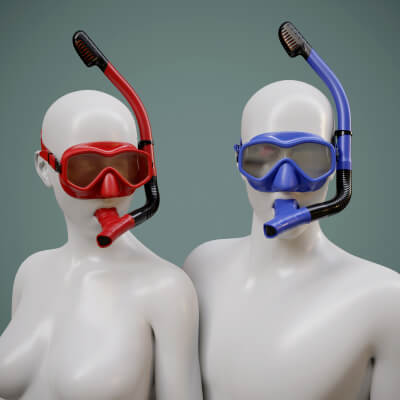 Diving Mask and Snorkel Set for G8M G8F - Daz Content by YuriBarinov