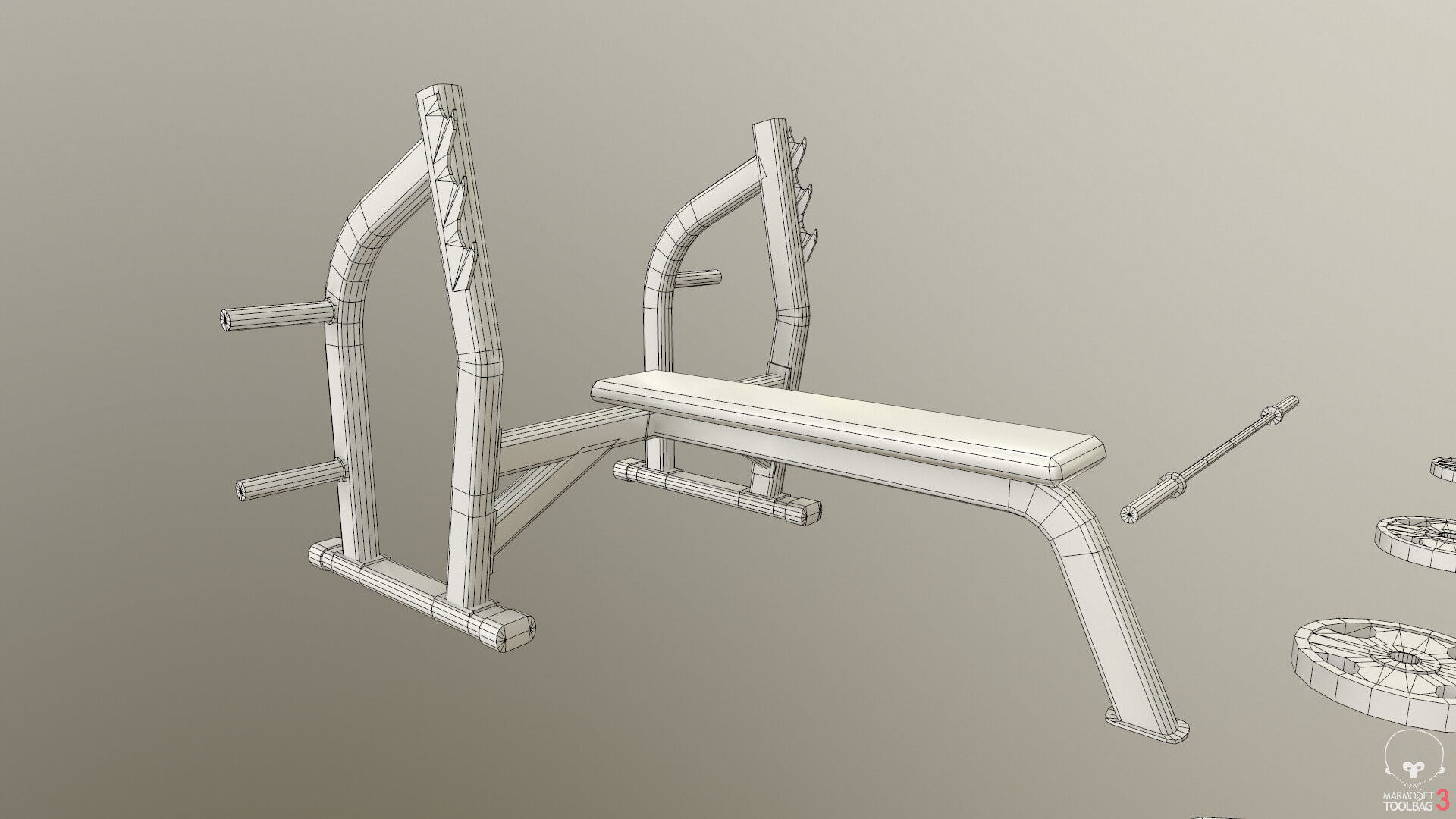 Flat Press Bench - 3D Model by YuriBarinov