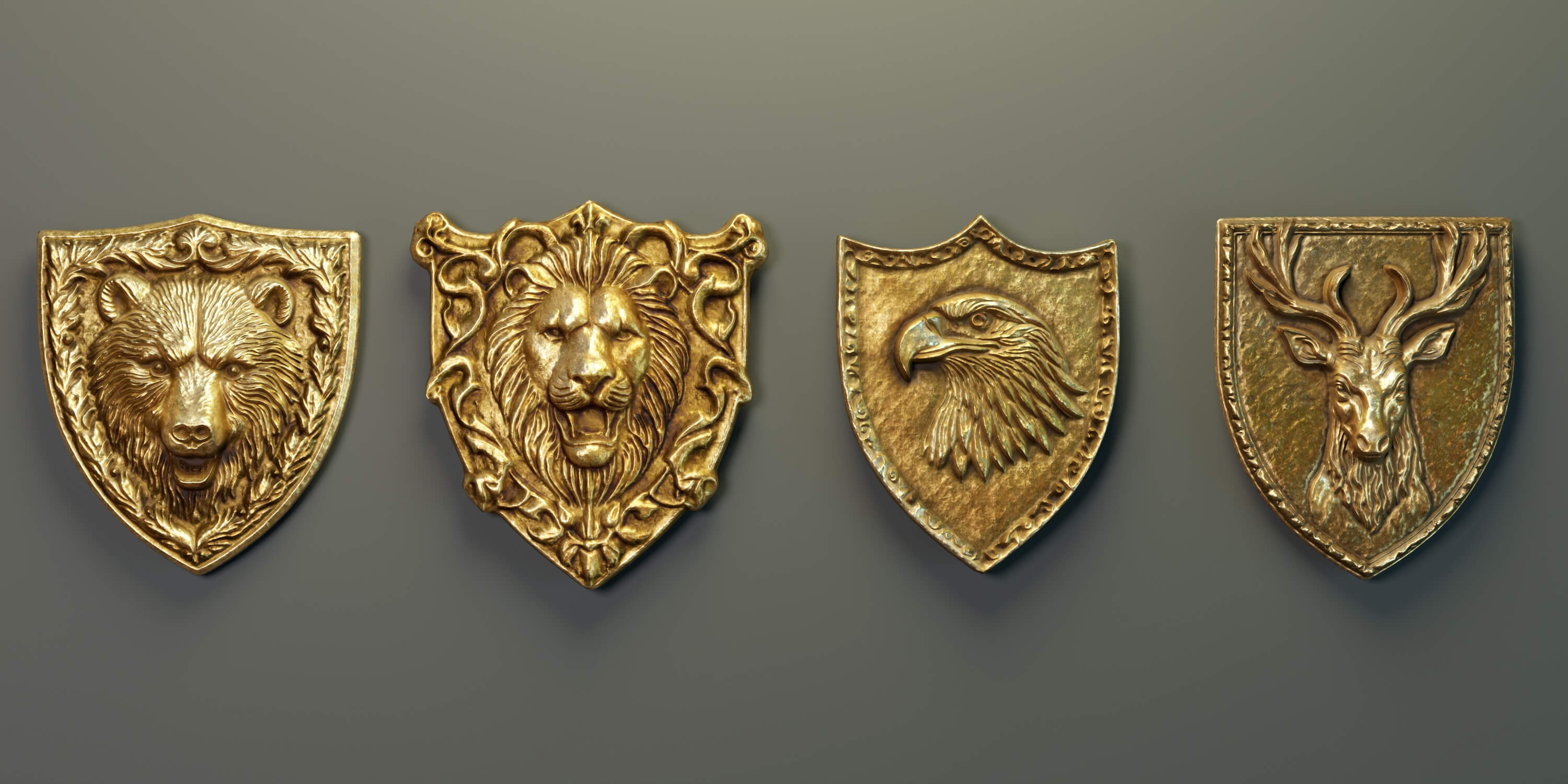 Heraldic Emblem Set PBR - 3D Model by YuriBarinov