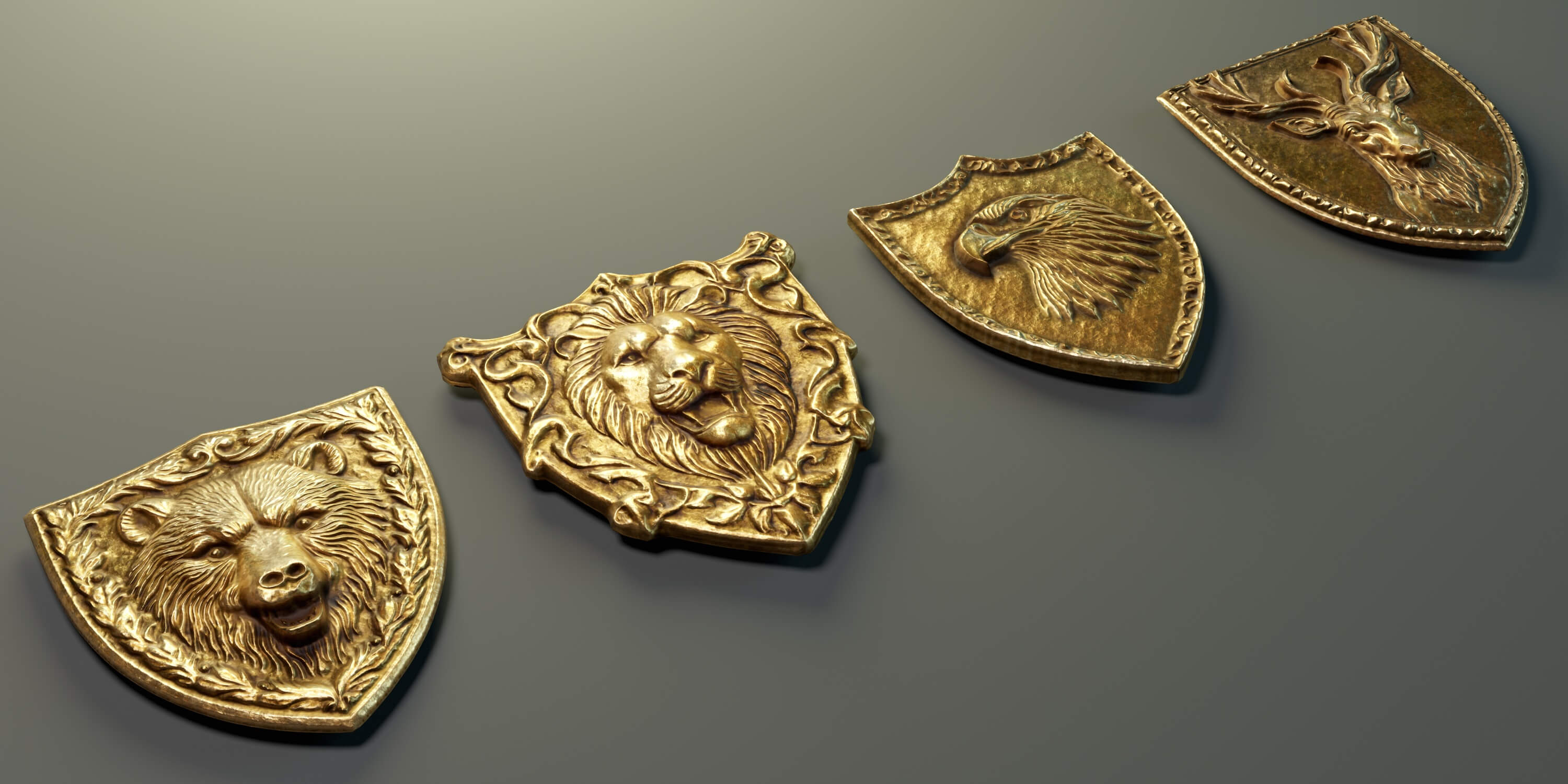 Heraldic Emblem Set PBR - 3D Model by YuriBarinov