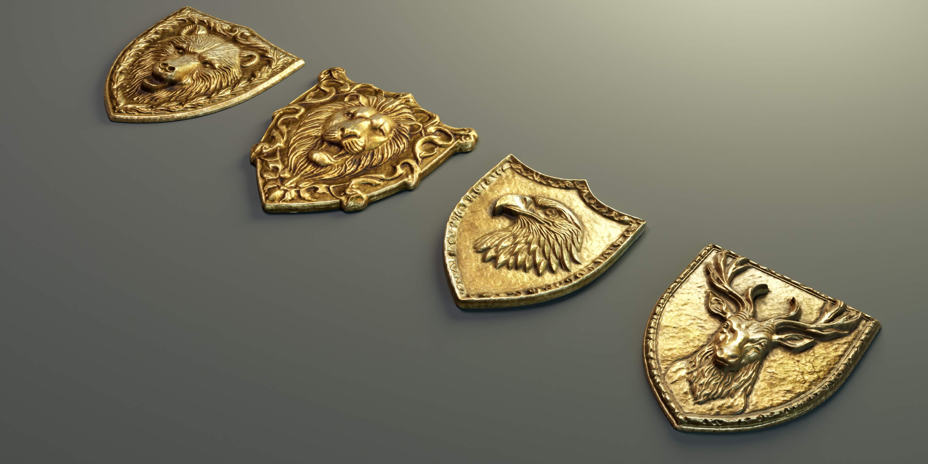 Heraldic Emblem Set PBR - 3D Model by YuriBarinov