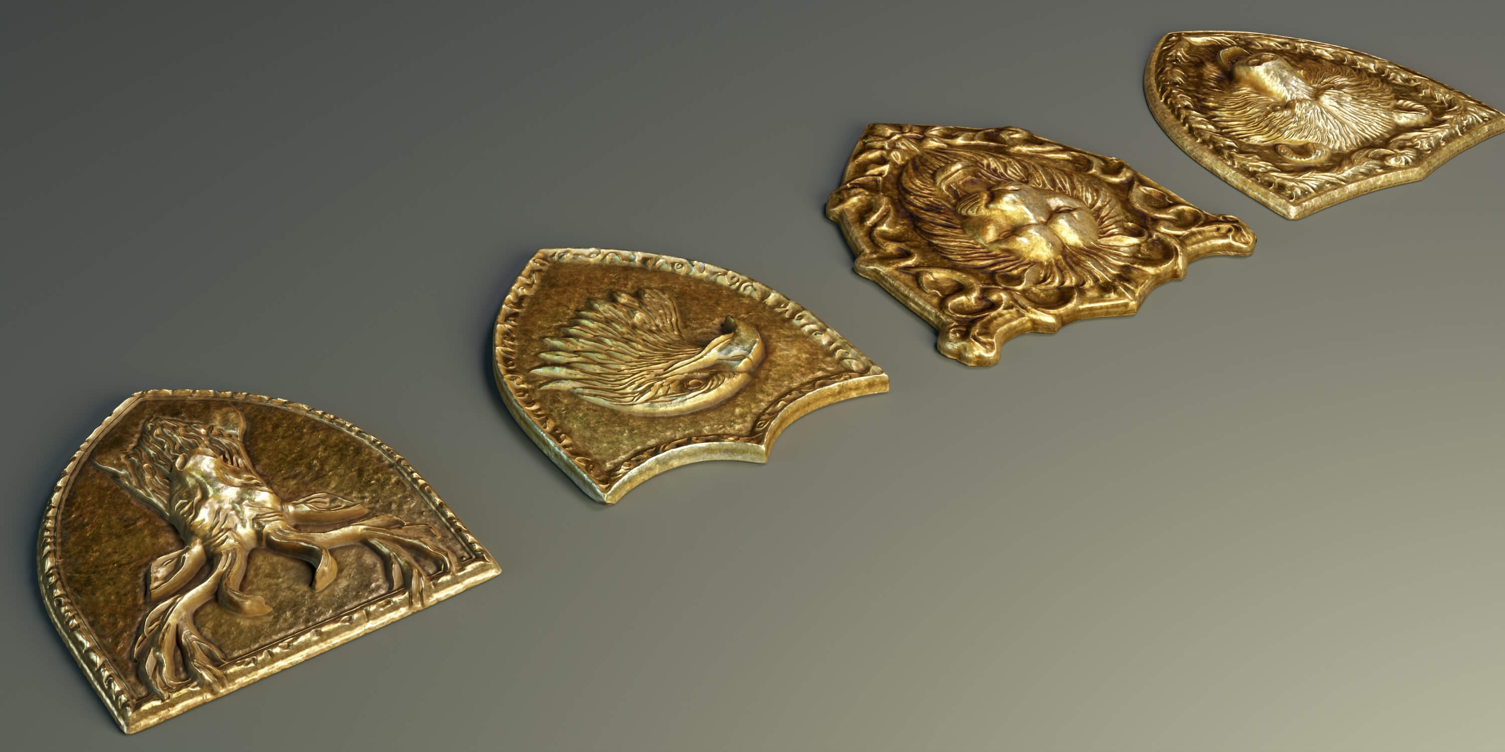Heraldic Emblem Set PBR - 3D Model by YuriBarinov