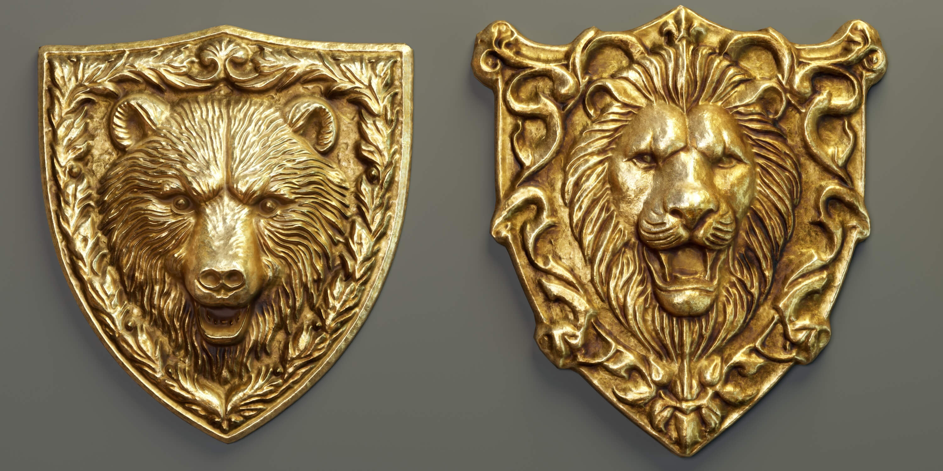 Heraldic Emblem Set PBR - 3D Model by YuriBarinov