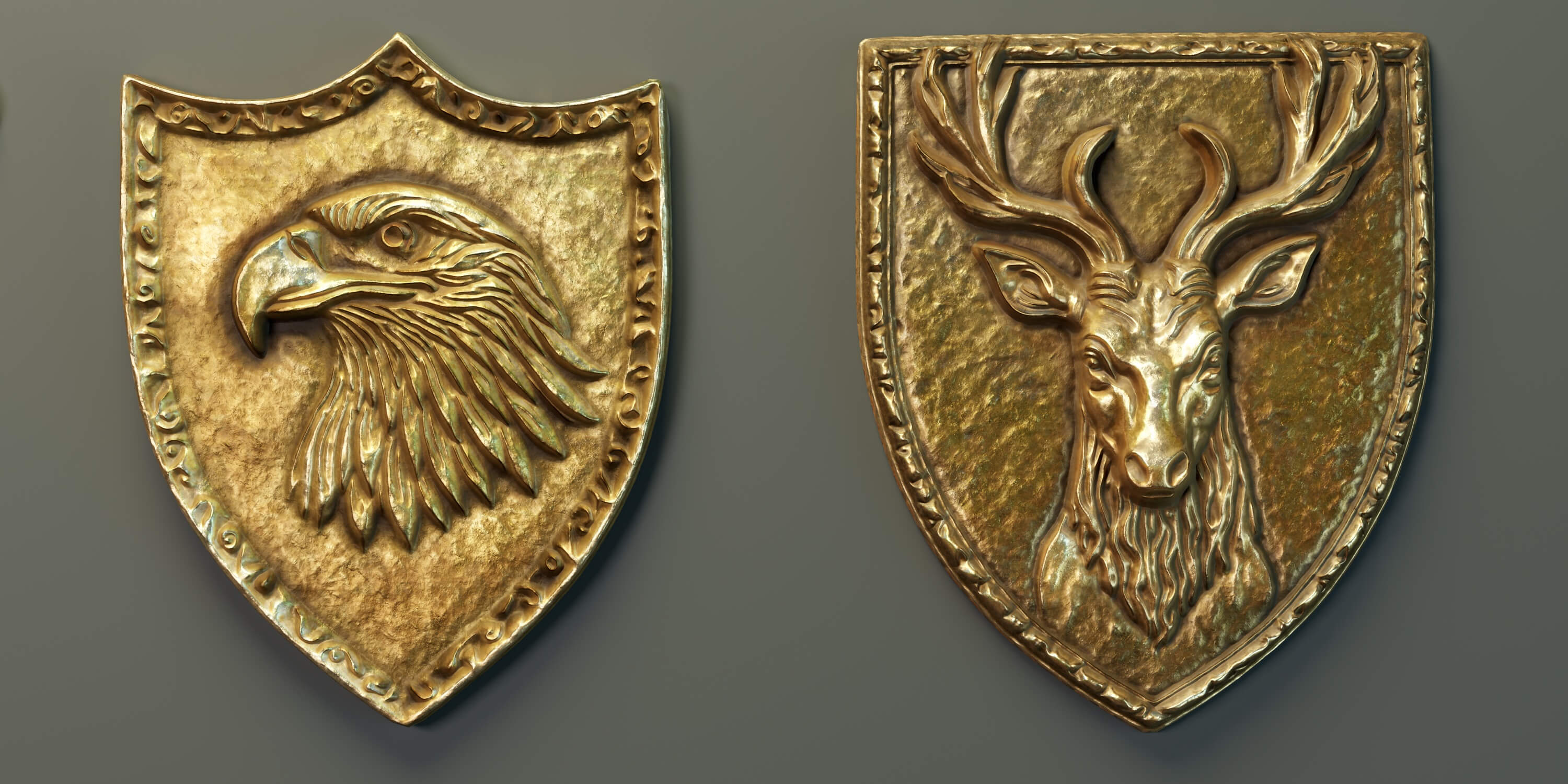 Heraldic Emblem Set PBR - 3D Model by YuriBarinov