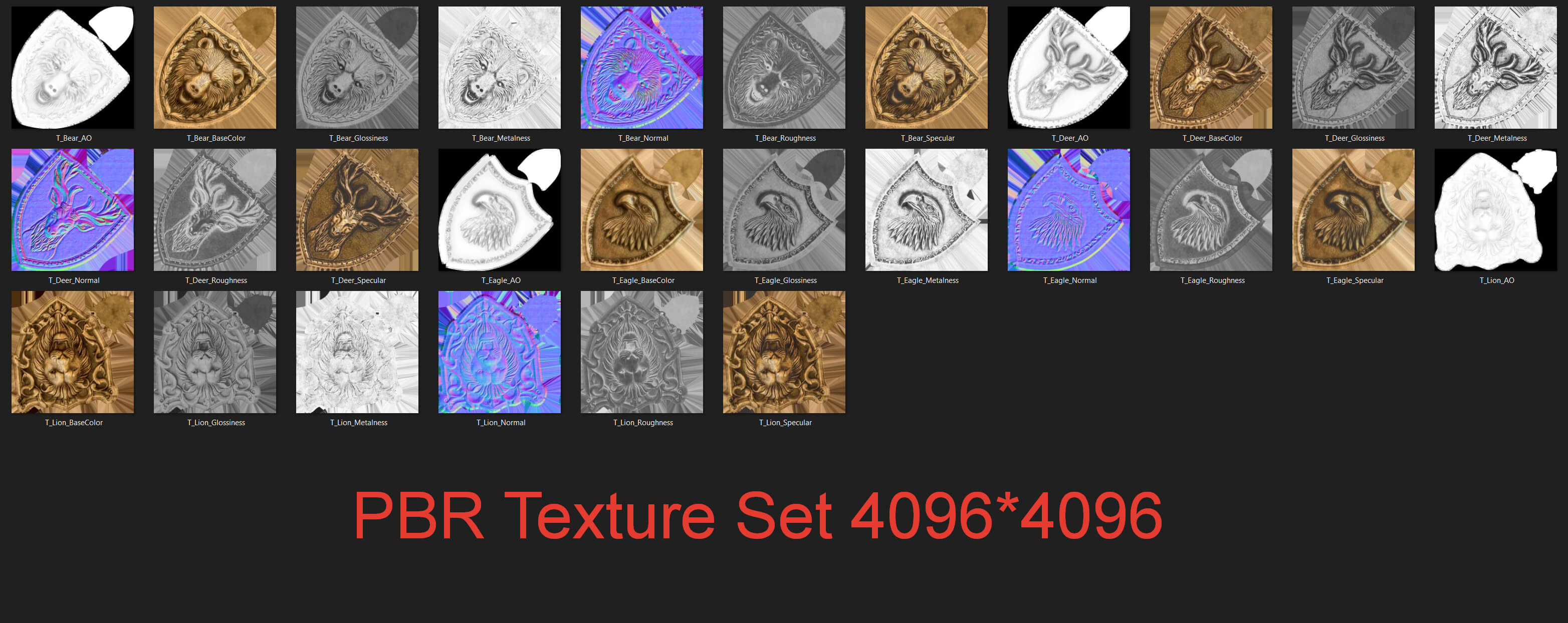 Heraldic Emblem Set PBR - 3D Model by YuriBarinov