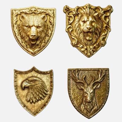 Heraldic Emblem Set PBR - 3D Model by YuriBarinov